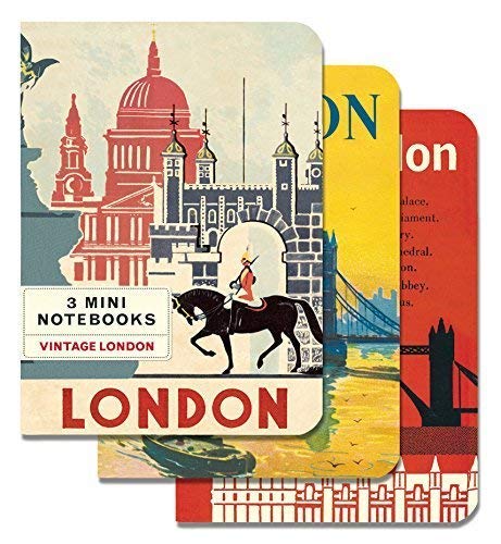 Cavallini - Set of 3 Mini Notebooks - Vintage London - Lined, Blank & Graph Interiors