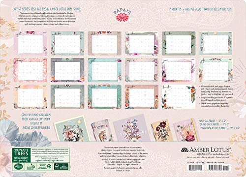 PAPAYA 2021 Desk Pad Calendar (17-Month Aug 2020 - Dec 2021, 18.75" x 13.5")