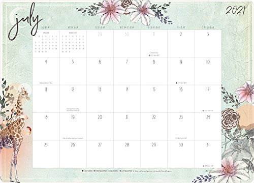 PAPAYA 2021 Desk Pad Calendar (17-Month Aug 2020 - Dec 2021, 18.75" x 13.5")