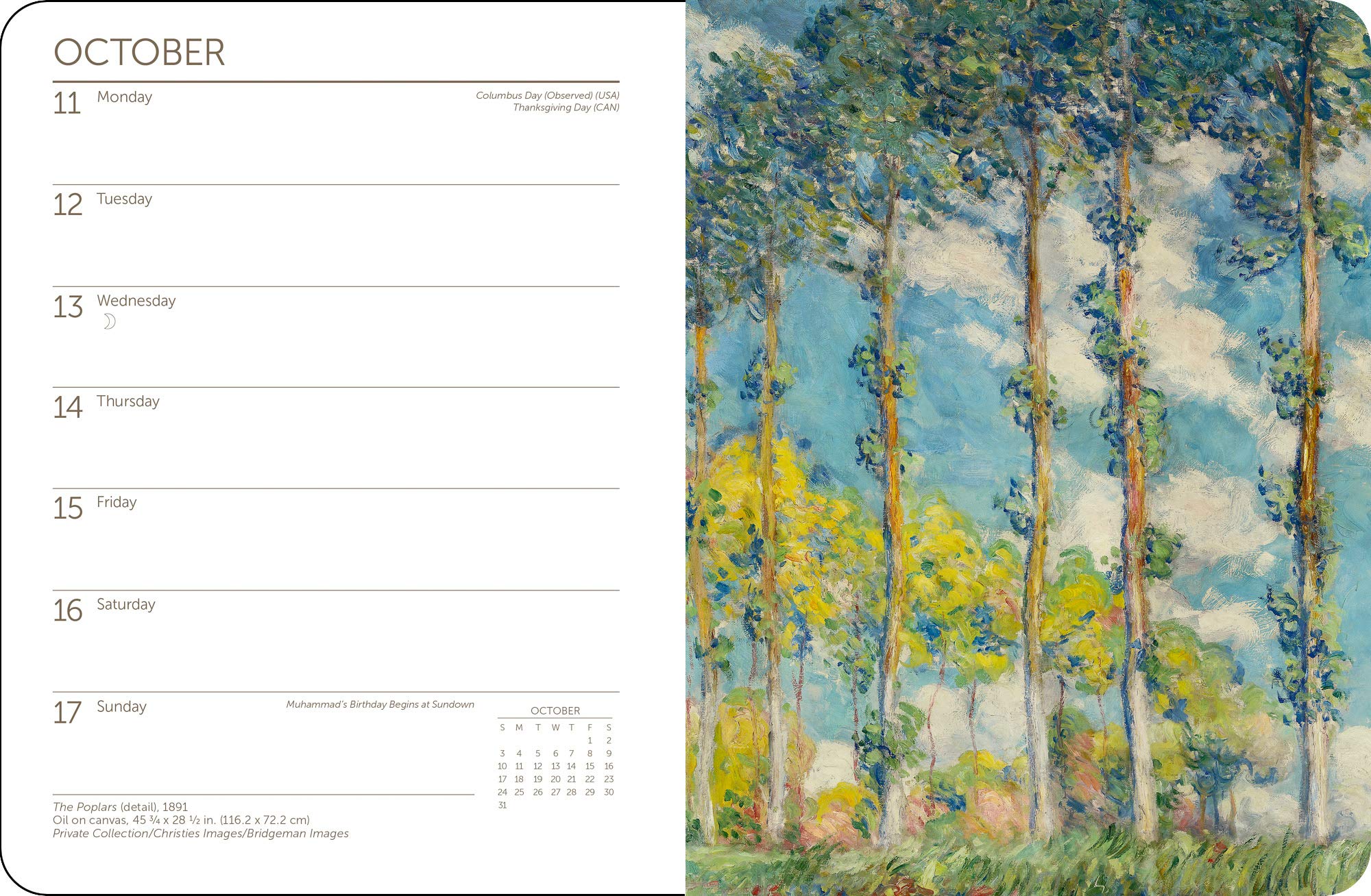 Monet Weekly Engagement Calendar 2021, Planner 6.5" x 8.5" Spiral Bound