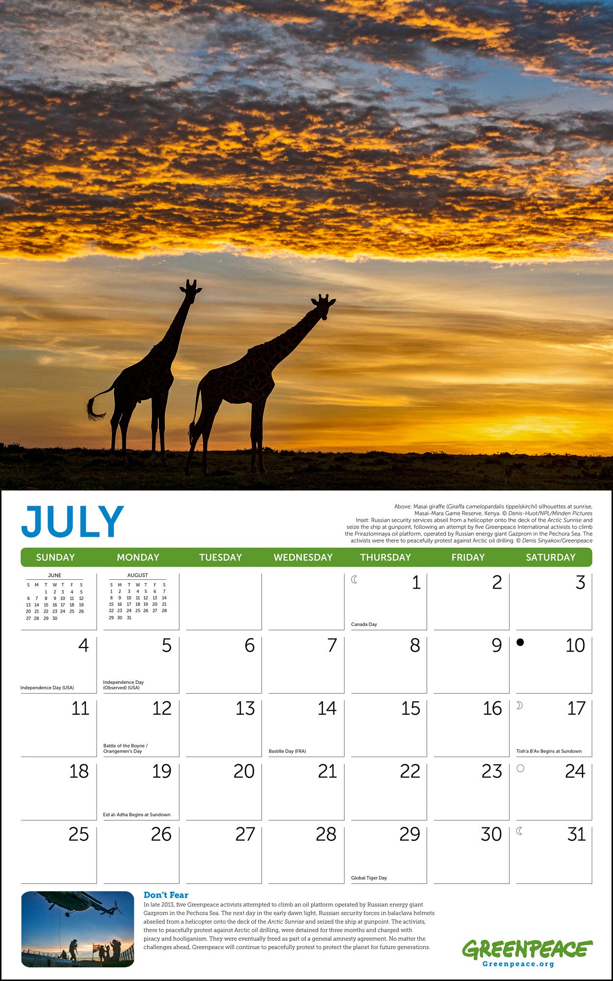 Greenpeace Wall Calendar 2021, Monthly January-December 15'' x 12"