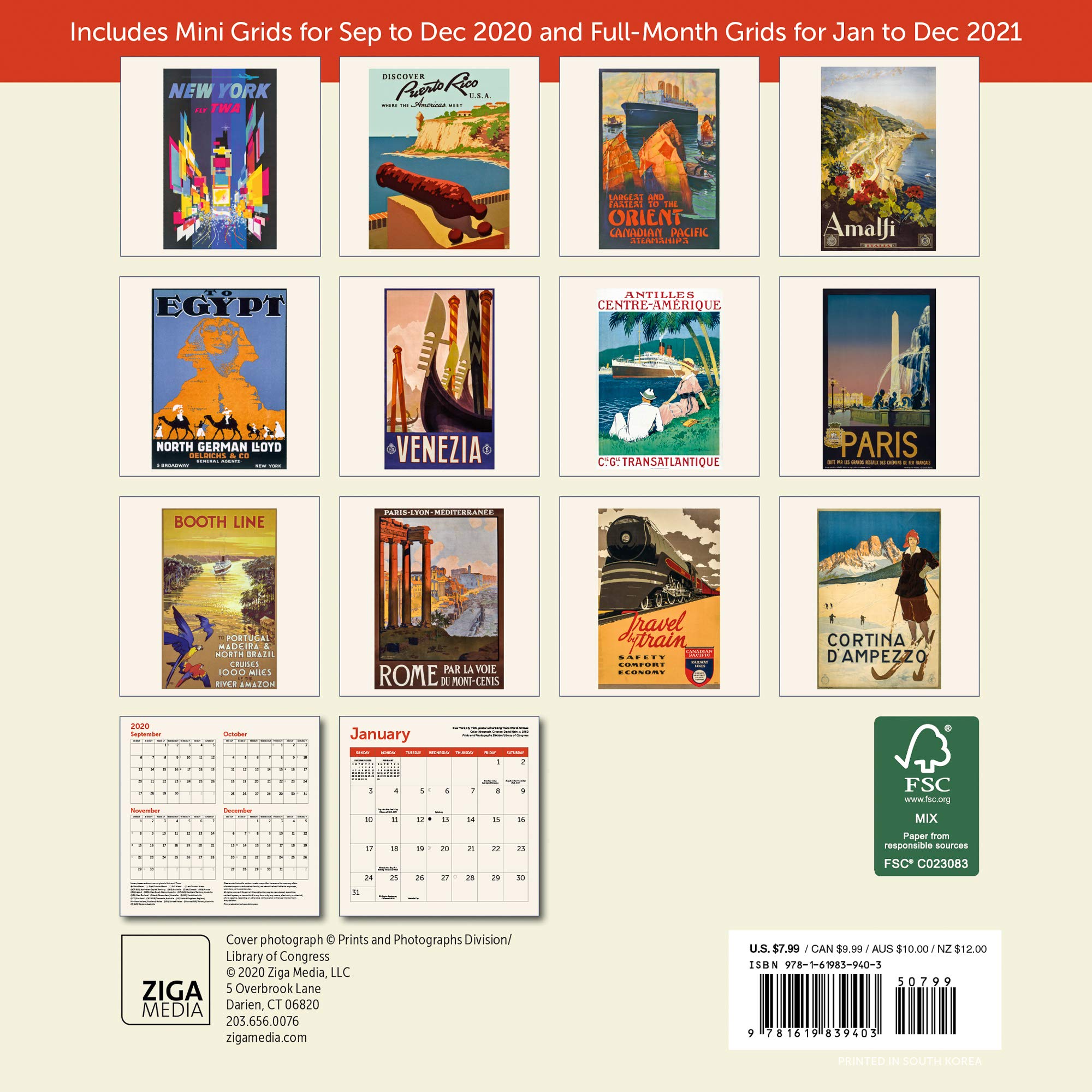 Travel The World Mini Wall Calendar 2021, 7" x 7"