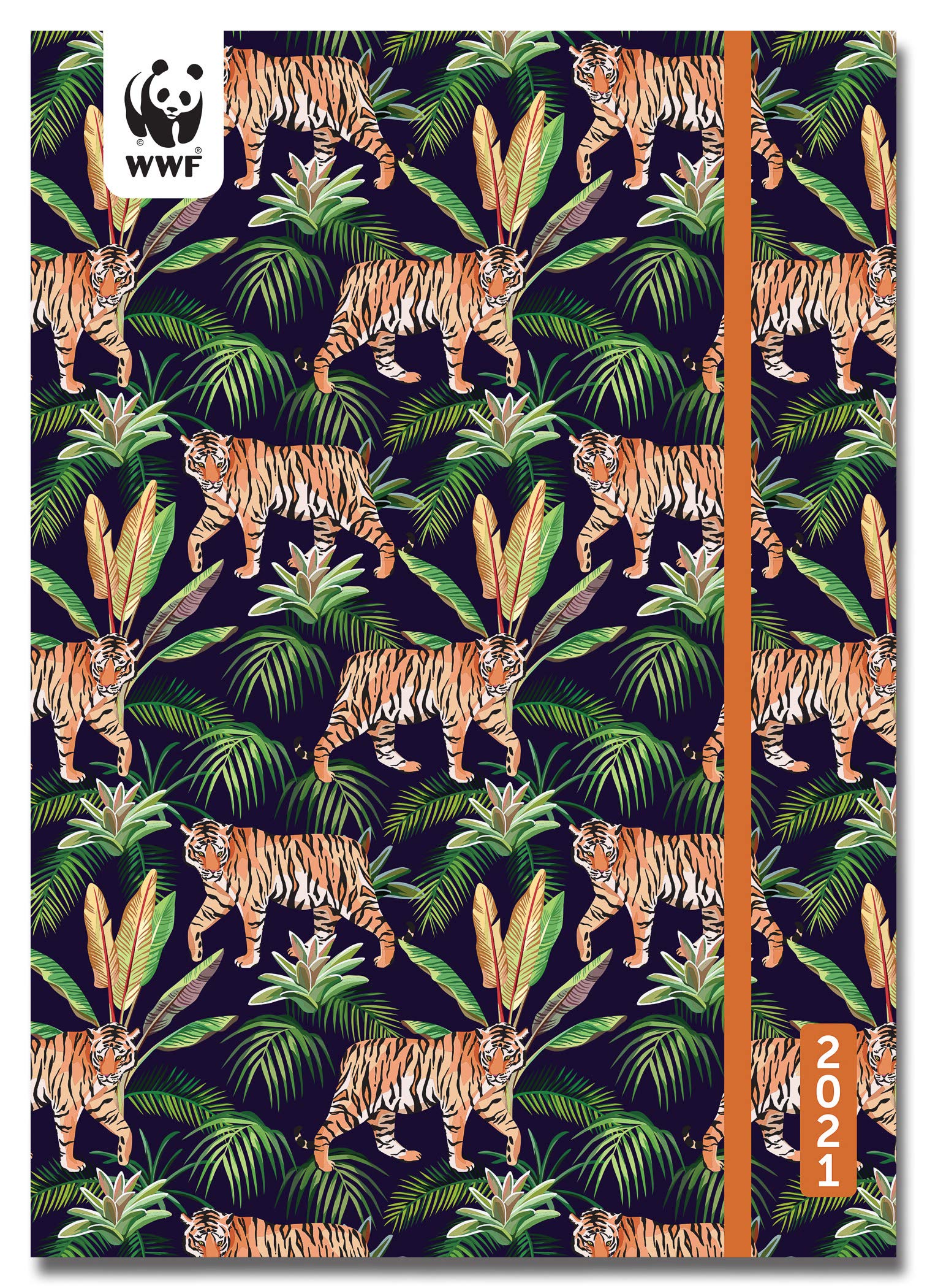 WWF Tigers Weekly Academic Planner 2021, 5.75" x 8.25" Flexi Cover