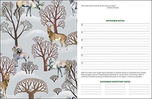 WWF Giraffes Monthly Planner 2021, 7.5" x 9.75" Spiral Bound