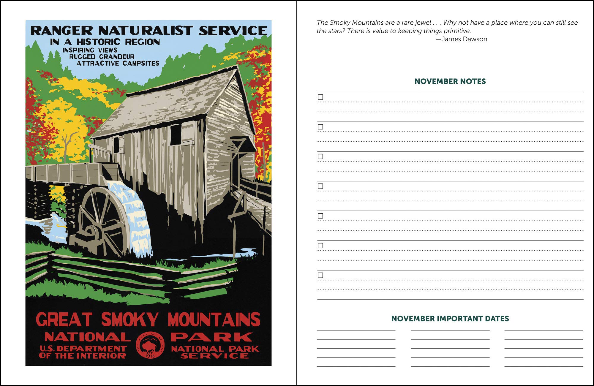 National Parks Poster Art of The WPA Monthly Planner 2021, 7.5" x 9.75" Spiral Bound