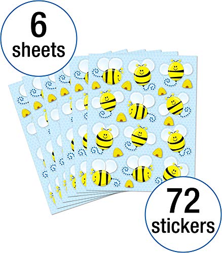 Carson Dellosa 72 Bumble Bee Stickers for Kids, 6 Sheets of Bugs With Hives for Spring Crafts, Scrapbooking, Water Bottle, Teacher Planner, Reward Chart, and School Supplies, Classroom Must Haves