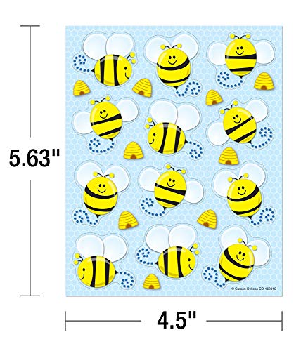 Carson Dellosa 72 Bumble Bee Stickers for Kids, 6 Sheets of Bugs With Hives for Spring Crafts, Scrapbooking, Water Bottle, Teacher Planner, Reward Chart, and School Supplies, Classroom Must Haves