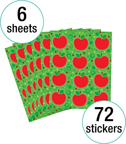 Carson Dellosa 72 Apple Stickers, 6 Sheets of Fruit Incentives for Back to School, Fall Crafts, Scrapbooking, Teacher Planner, Reward Chart, and School Supplies, Classroom Must Haves