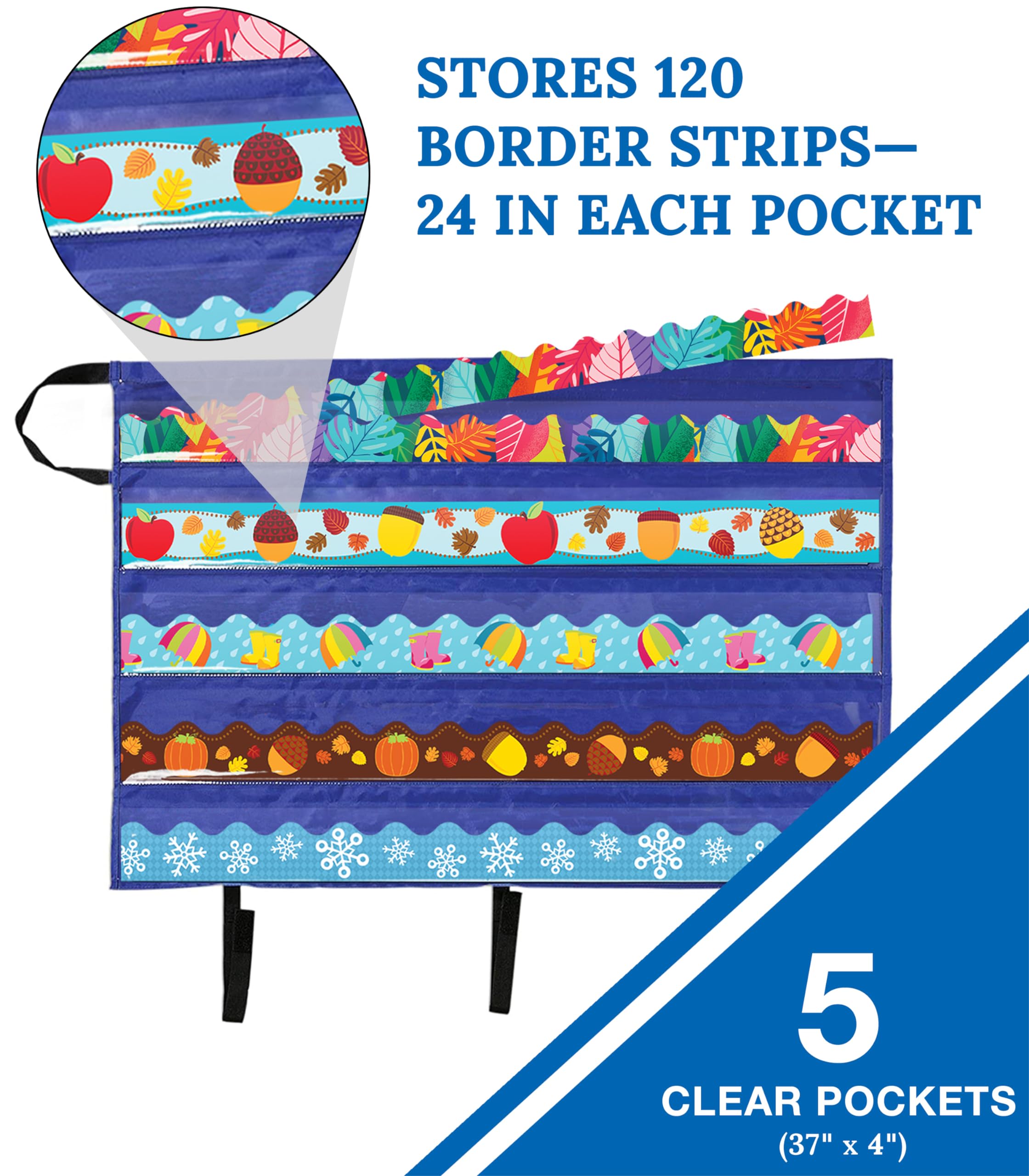 Carson Dellosa Bulletin Board Borders and Craft Storage Pocket Chart, 41" x 24.5" Classroom Decor Organizer, Teacher Supplies for Classroom and Office Organization