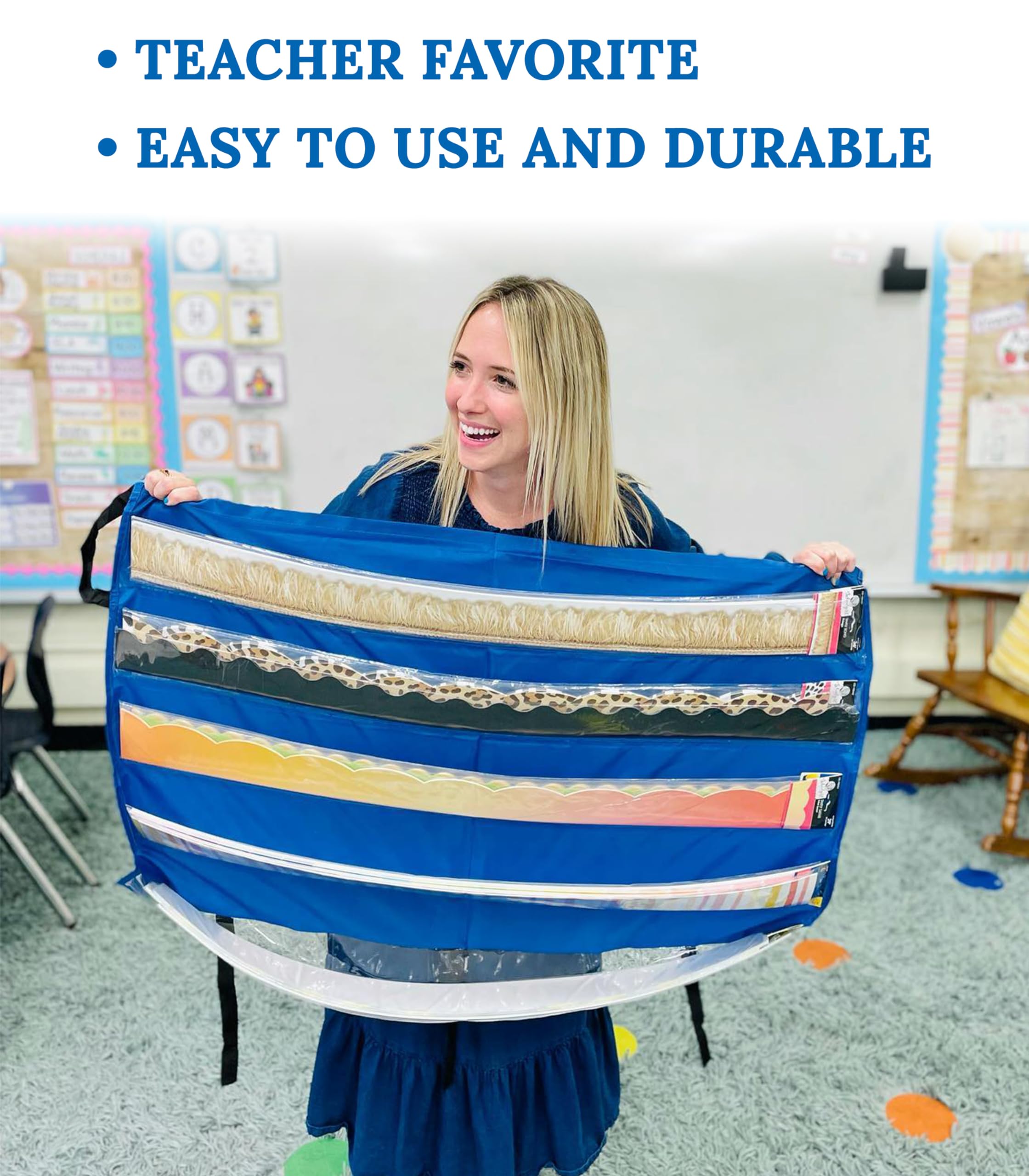 Carson Dellosa Bulletin Board Borders and Craft Storage Pocket Chart, 41" x 24.5" Classroom Decor Organizer, Teacher Supplies for Classroom and Office Organization