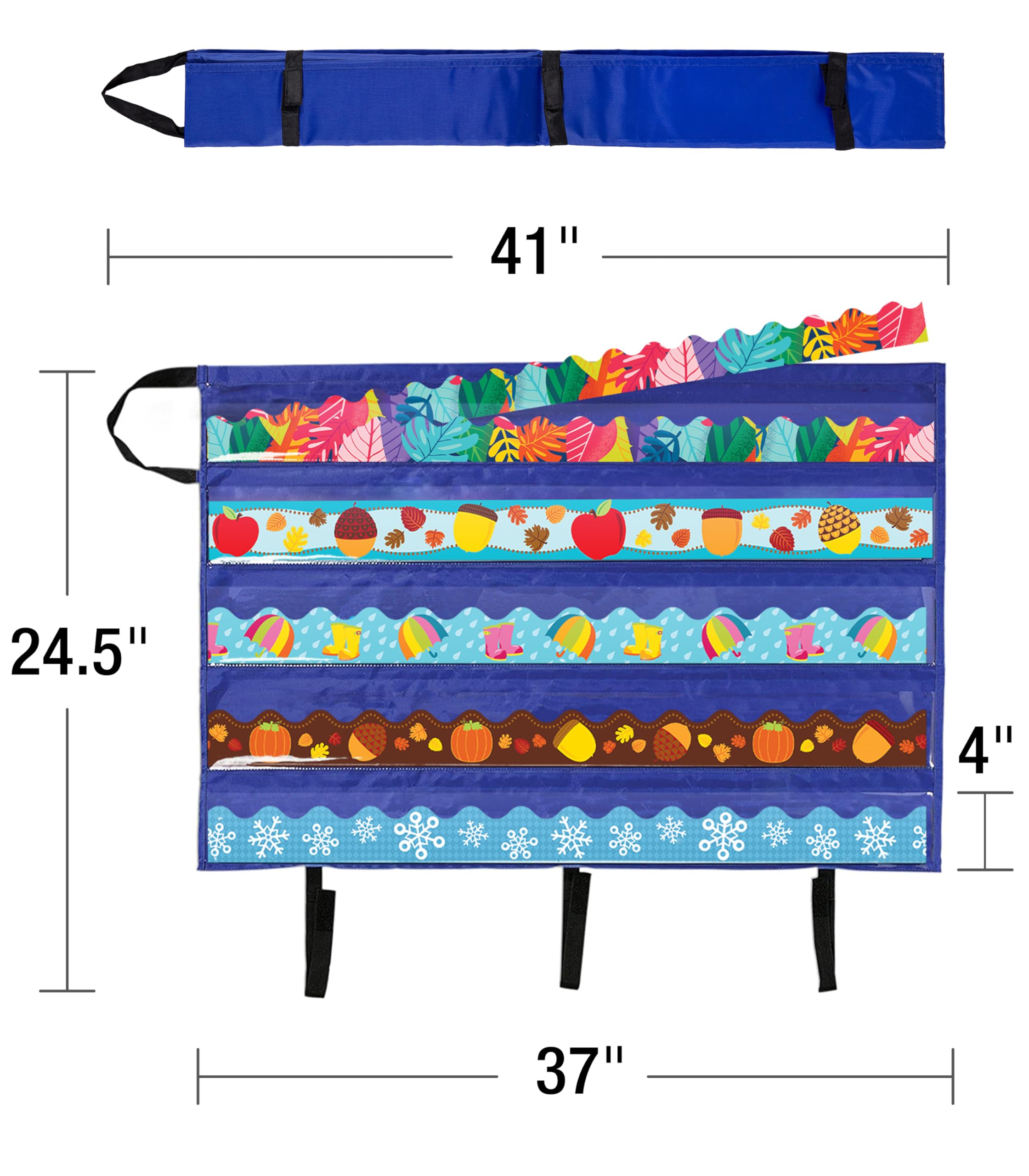 Carson Dellosa Bulletin Board Borders and Craft Storage Pocket Chart, 41" x 24.5" Classroom Decor Organizer, Teacher Supplies for Classroom and Office Organization