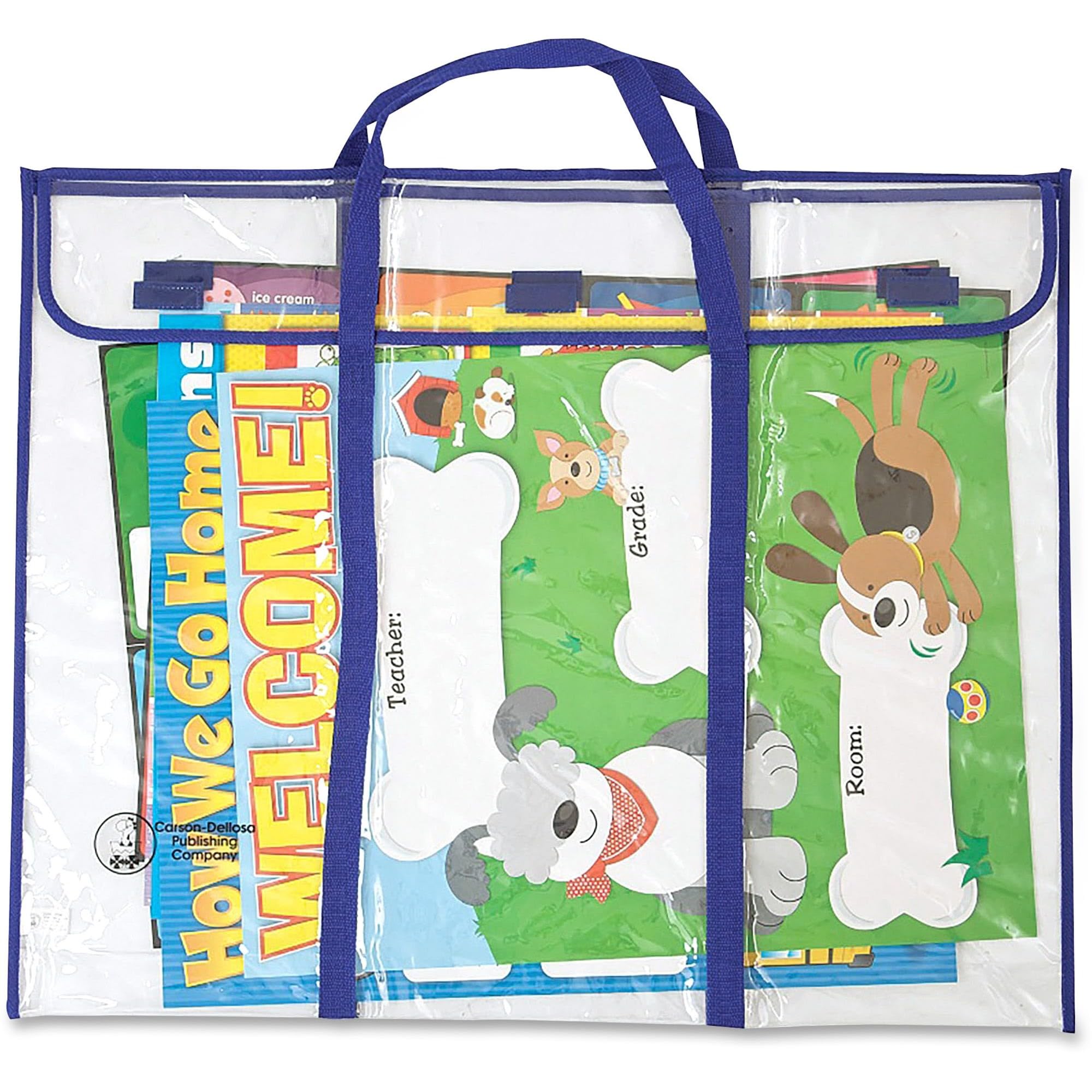 Carson Dellosa – Blue & Clear Vinyl Bulletin Board Storage Bag, Pocket Chart Storage, Classroom Storage, Hook-and-Loop Closure
