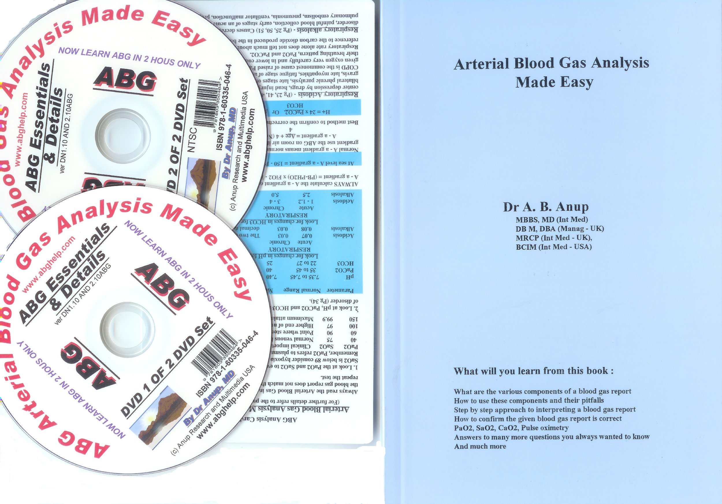 Essentials of ABG DVD+ Details of ABG DVD+ Audio CD+ 2 ABG Cards + ABG Arterial Blood Gas Analysis Book NTSC