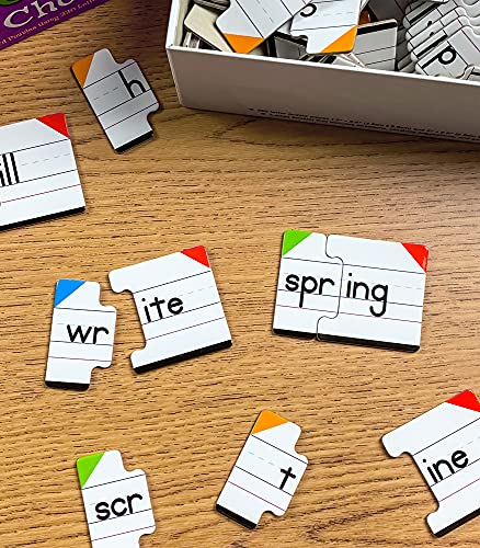 Key Education Big Box of Word Chunks—Puzzle Game for Grades 1-3 Beginning Readers, Reading and Phonics Practice with Color-Coded Letter Puzzle Pieces (220 pc)