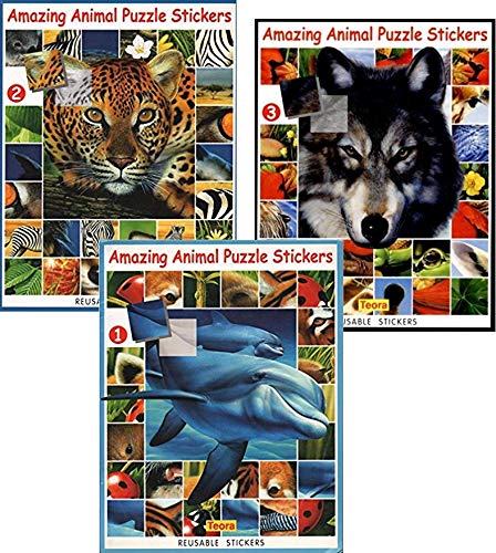 3 PACK Amazing Animal Puzzle Stickers 1,2 & 3