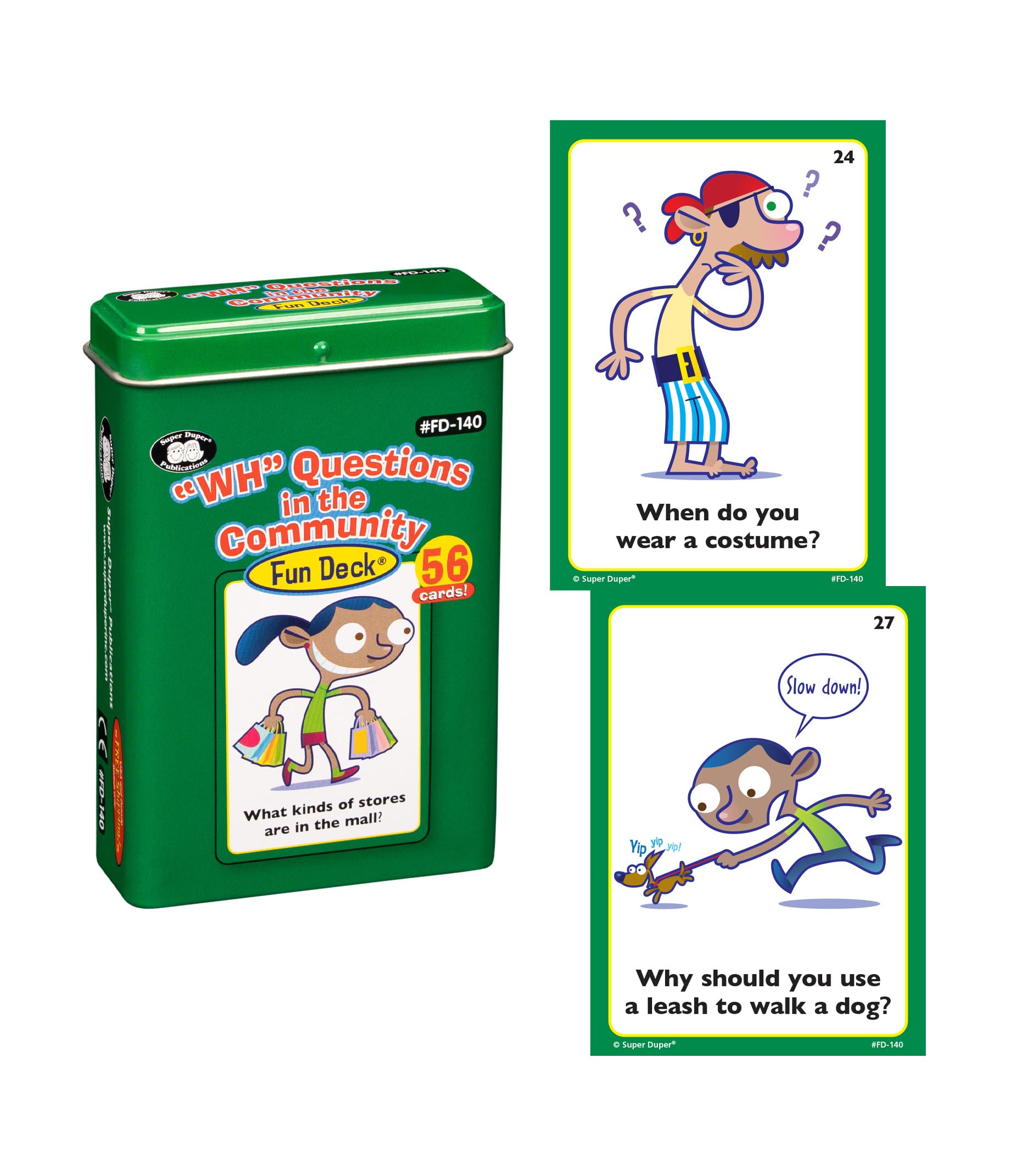 Super Duper Publications | WH Questions in The Community Fun Deck Flash Cards | Who, What, Where, When, Why Basic and Personal Questions | Educational Learning Resource for Children