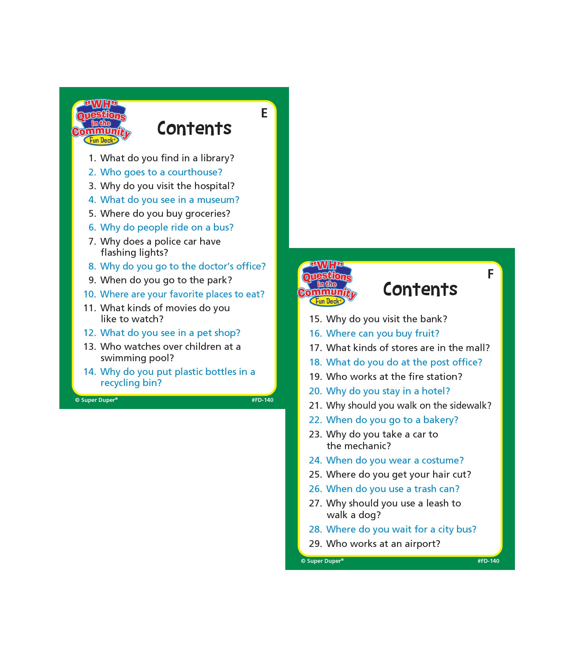 Super Duper Publications | WH Questions in The Community Fun Deck Flash Cards | Who, What, Where, When, Why Basic and Personal Questions | Educational Learning Resource for Children