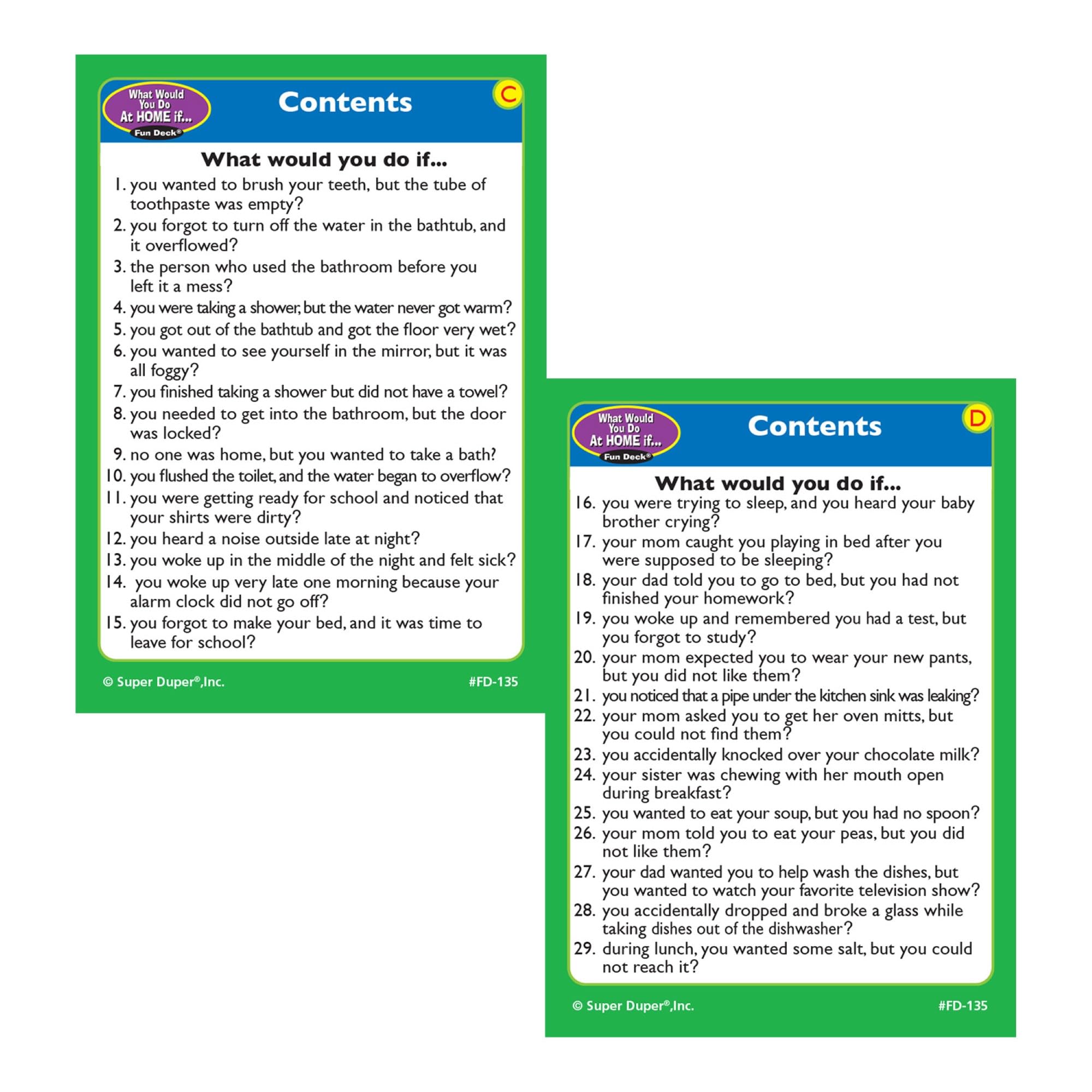 Super Duper Publications | What Would You Do at Home If… Fun Deck | Social Skills Flash Cards | Educational Learning Materials for Children