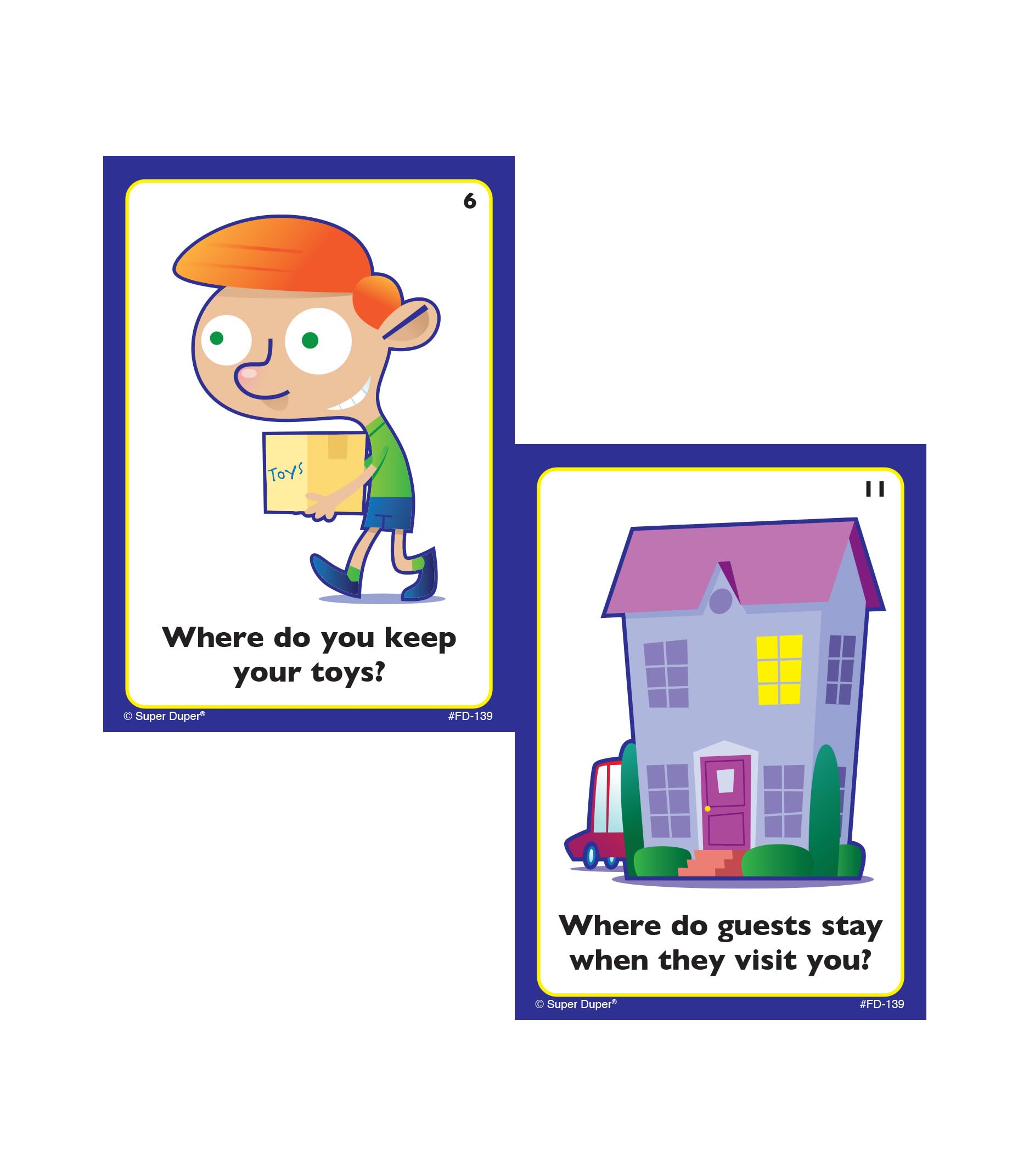 Super Duper Publications | WH Questions at Home Fun Deck | Communication and Social Skills Flash Cards | Educational Learning Products for Children