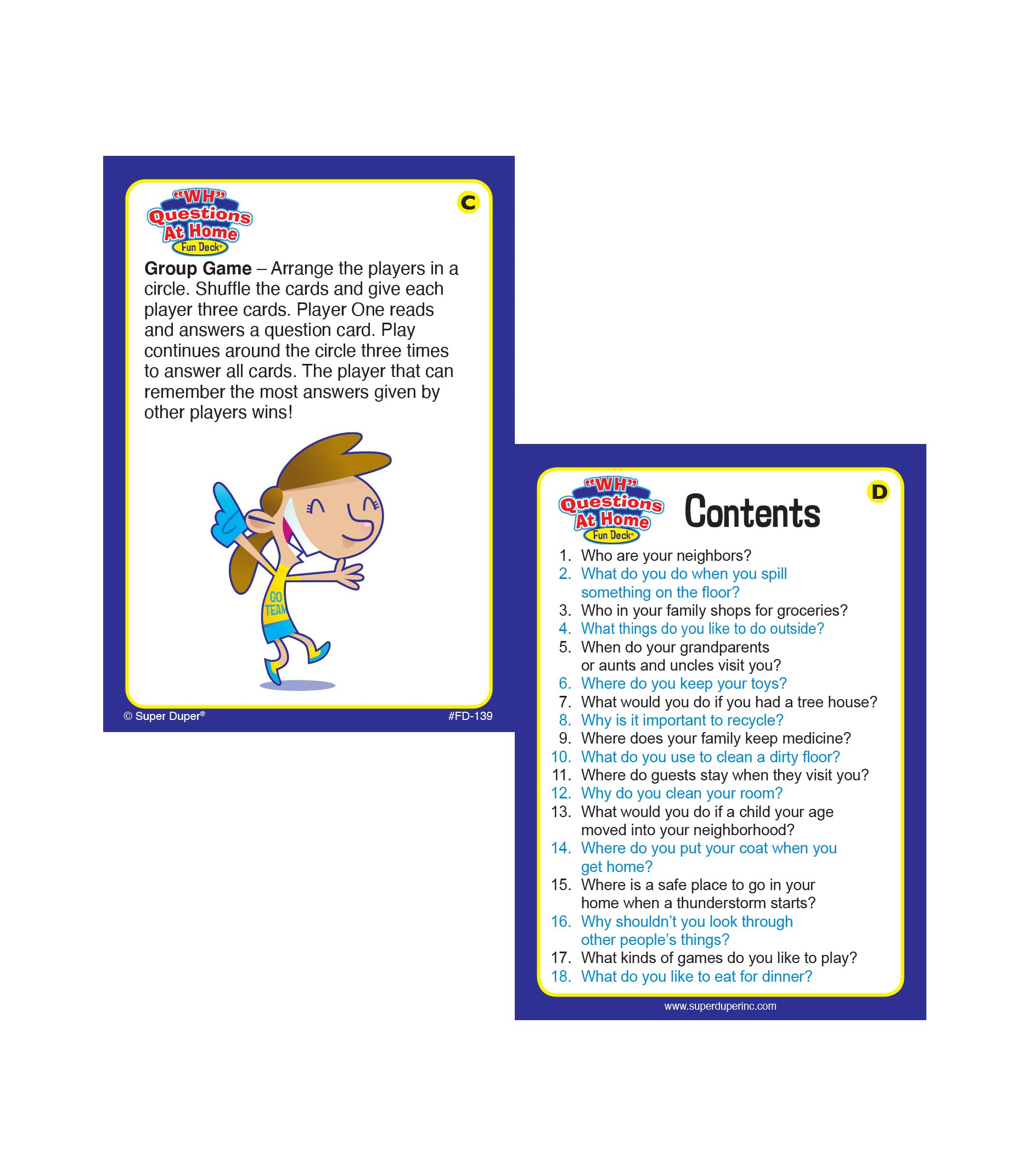 Super Duper Publications | WH Questions at Home Fun Deck | Communication and Social Skills Flash Cards | Educational Learning Products for Children