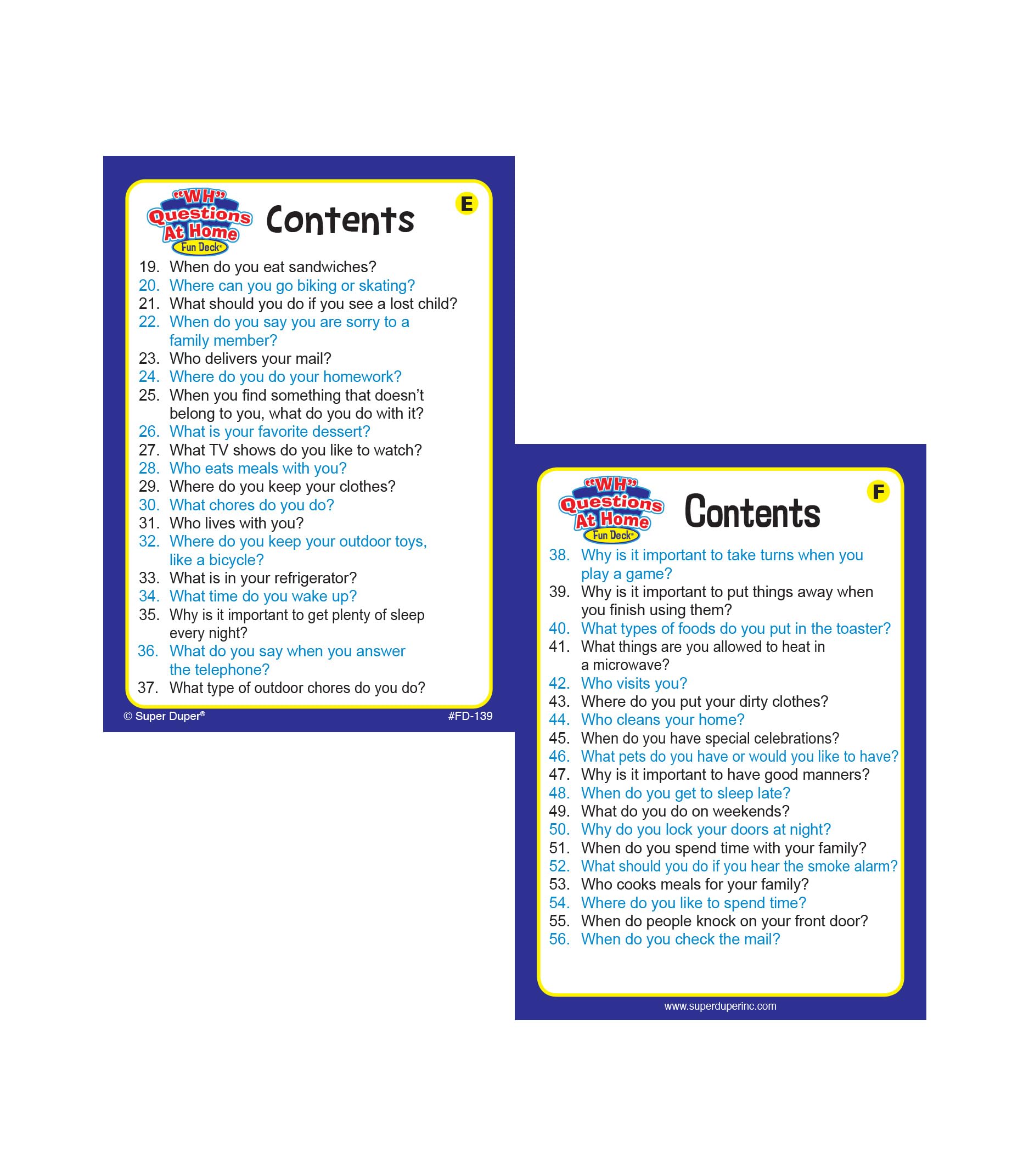 Super Duper Publications | WH Questions at Home Fun Deck | Communication and Social Skills Flash Cards | Educational Learning Products for Children