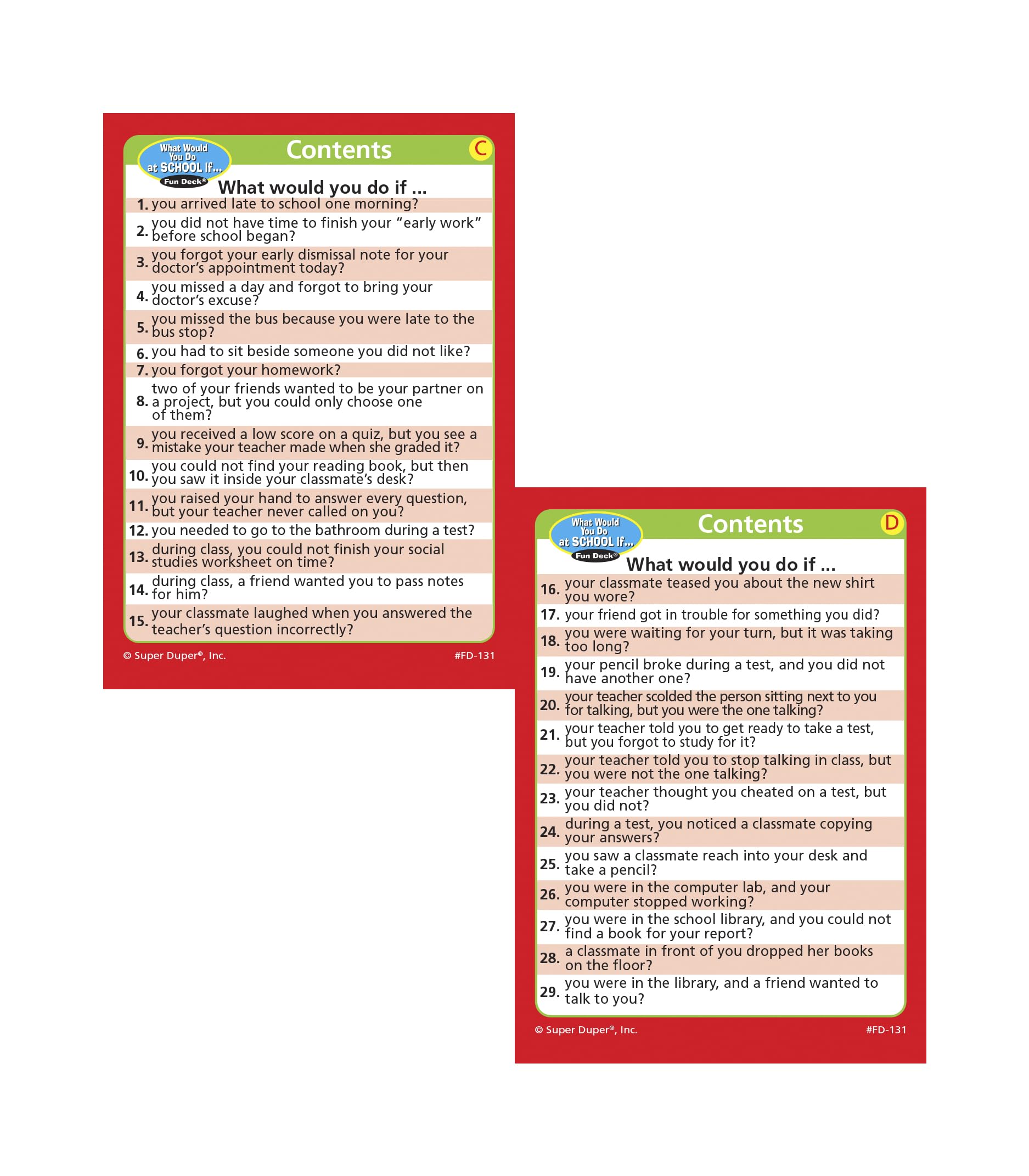 Super Duper Publications | What Would You Do at School If… Fun Deck | Social Skills Flash Cards | Educational Learning Materials for Children