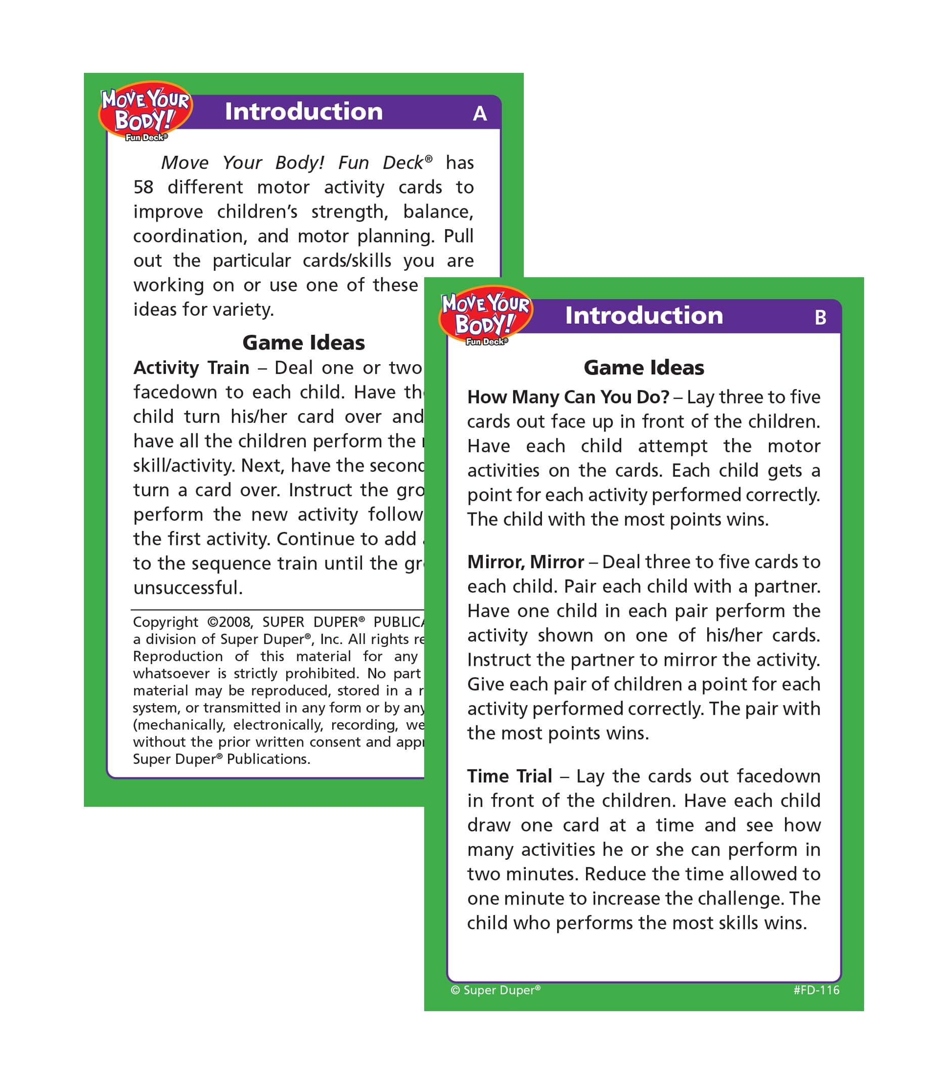 Super Duper Publications | Move Your Body Fun Deck | Occupational Therapy Flash Cards | Educational Learning Materials for Children
