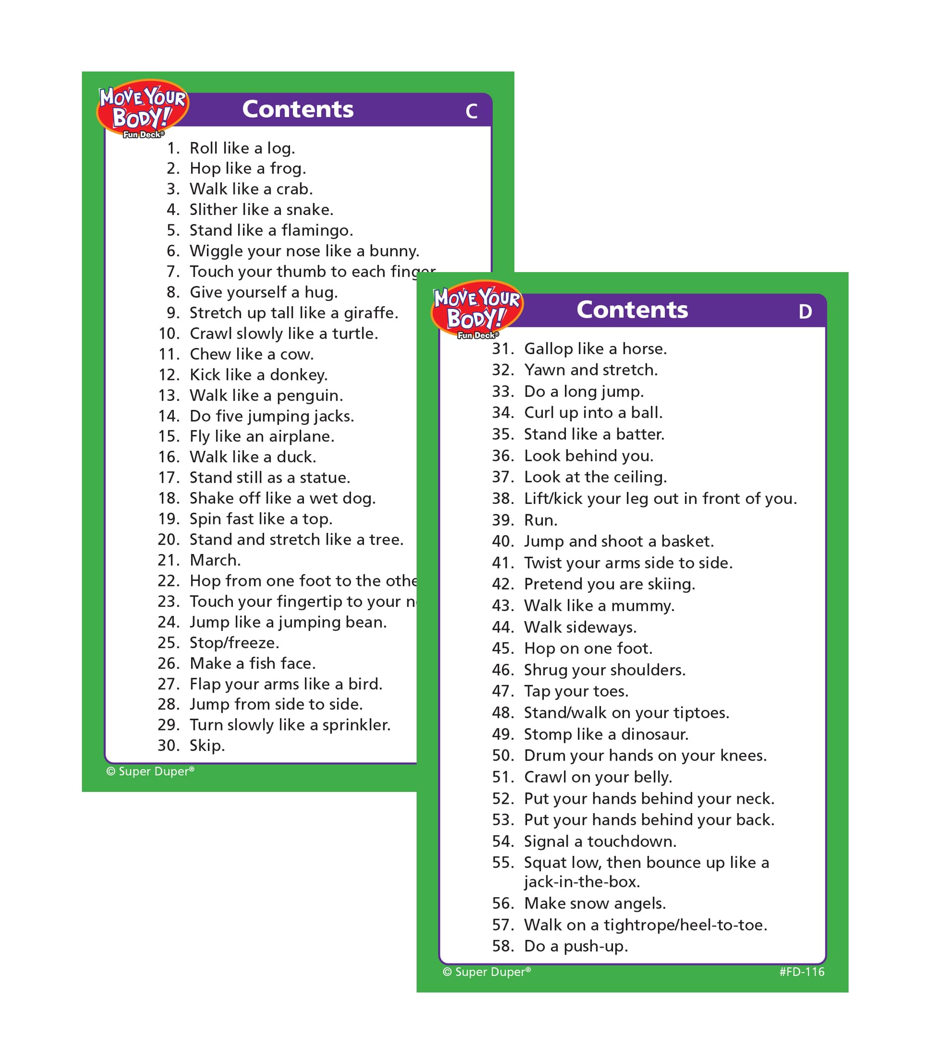 Super Duper Publications | Move Your Body Fun Deck | Occupational Therapy Flash Cards | Educational Learning Materials for Children