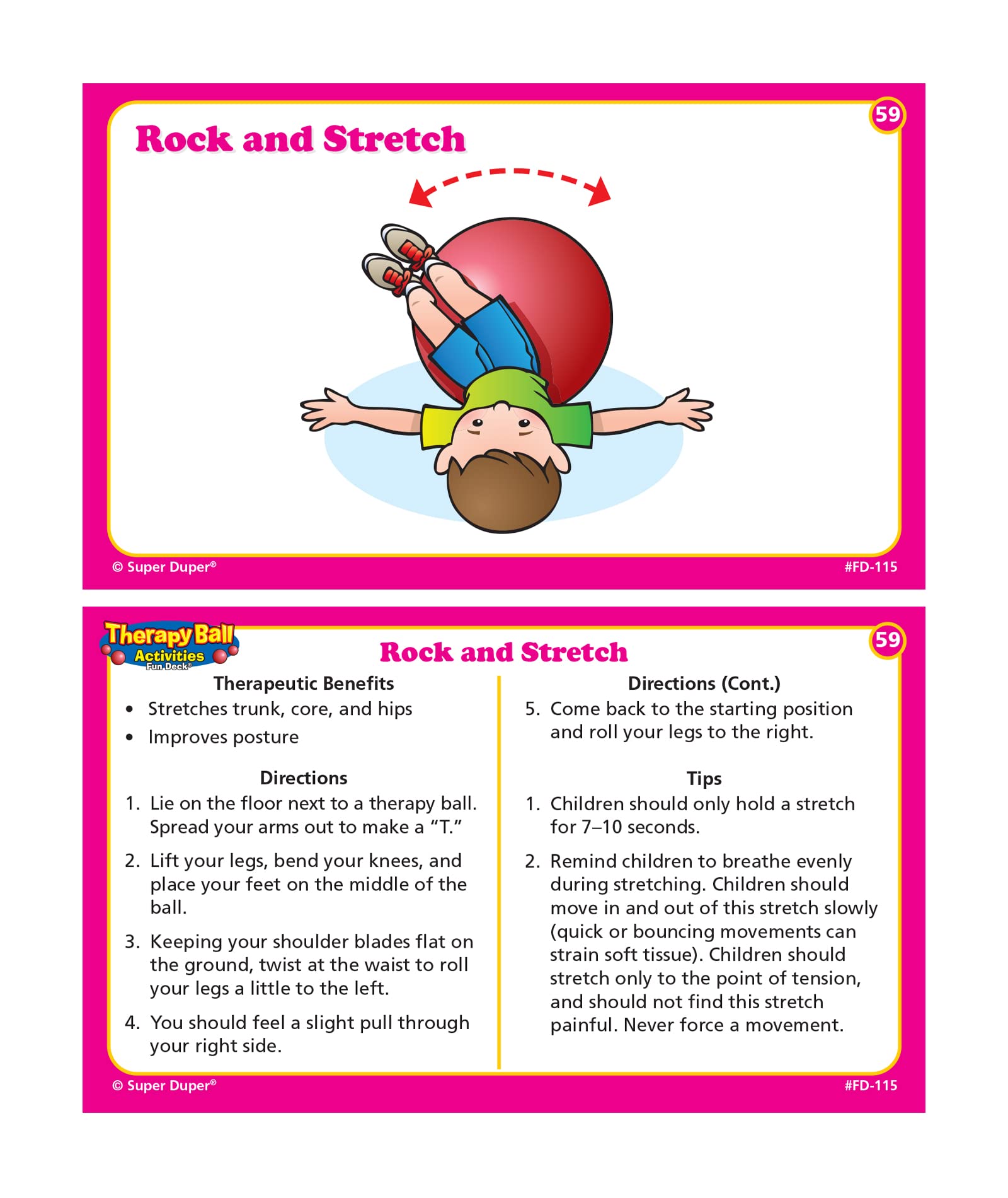 Super Duper Publications | Therapy Ball Activities Fun Deck | Upper Body and Core Strength Flash Cards | Educational Learning Materials for Children