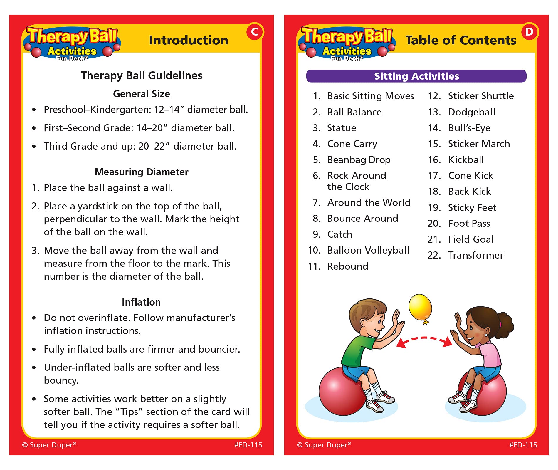 Super Duper Publications | Therapy Ball Activities Fun Deck | Upper Body and Core Strength Flash Cards | Educational Learning Materials for Children