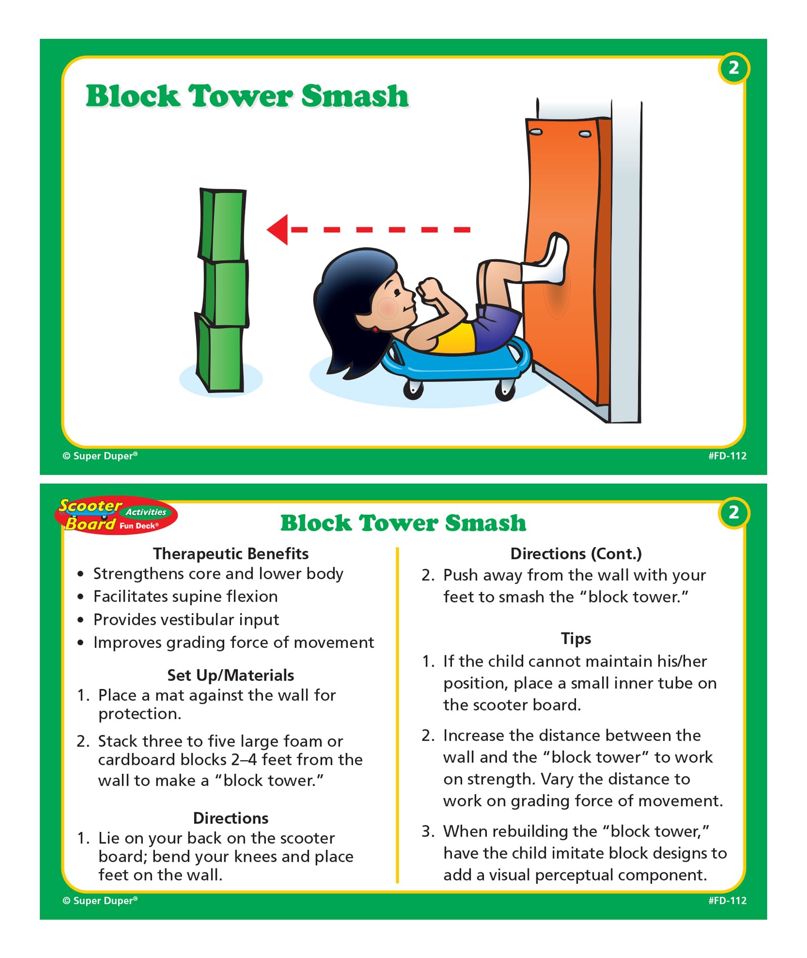Super Duper Publications | Scooter Board Activities Fun Deck | Occupational Therapy Flash Cards | Educational Learning Materials for Children