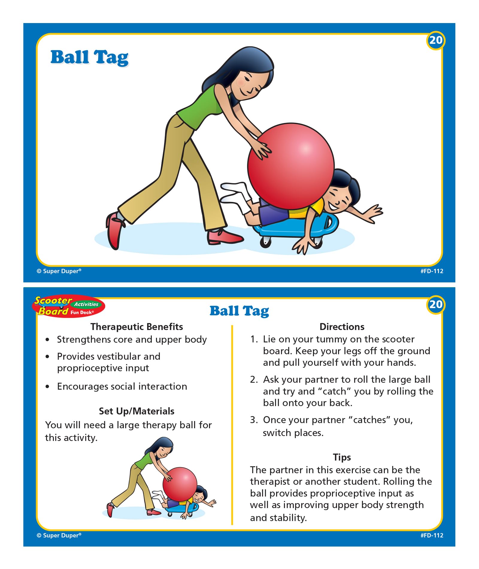 Super Duper Publications | Scooter Board Activities Fun Deck | Occupational Therapy Flash Cards | Educational Learning Materials for Children