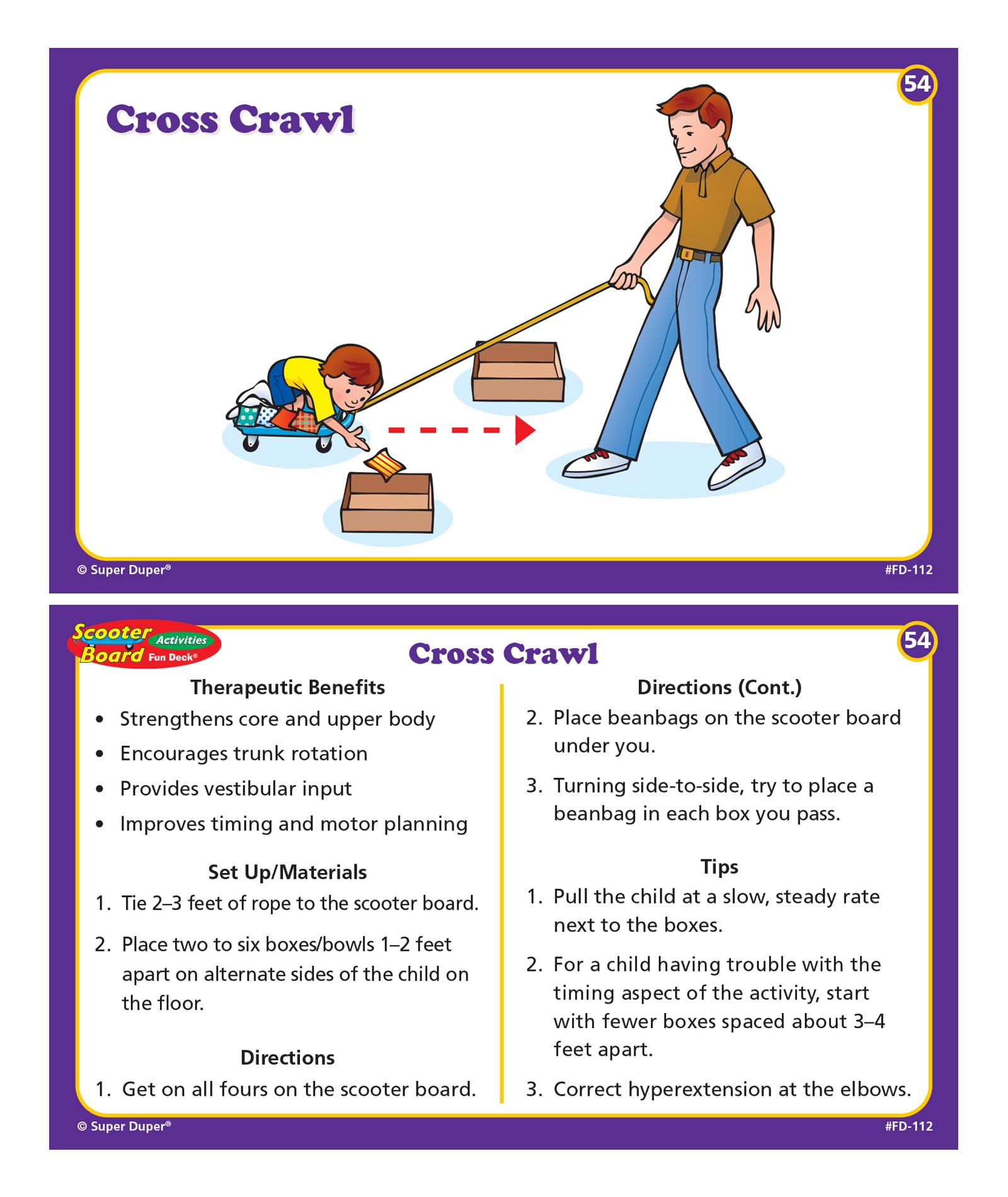 Super Duper Publications | Scooter Board Activities Fun Deck | Occupational Therapy Flash Cards | Educational Learning Materials for Children
