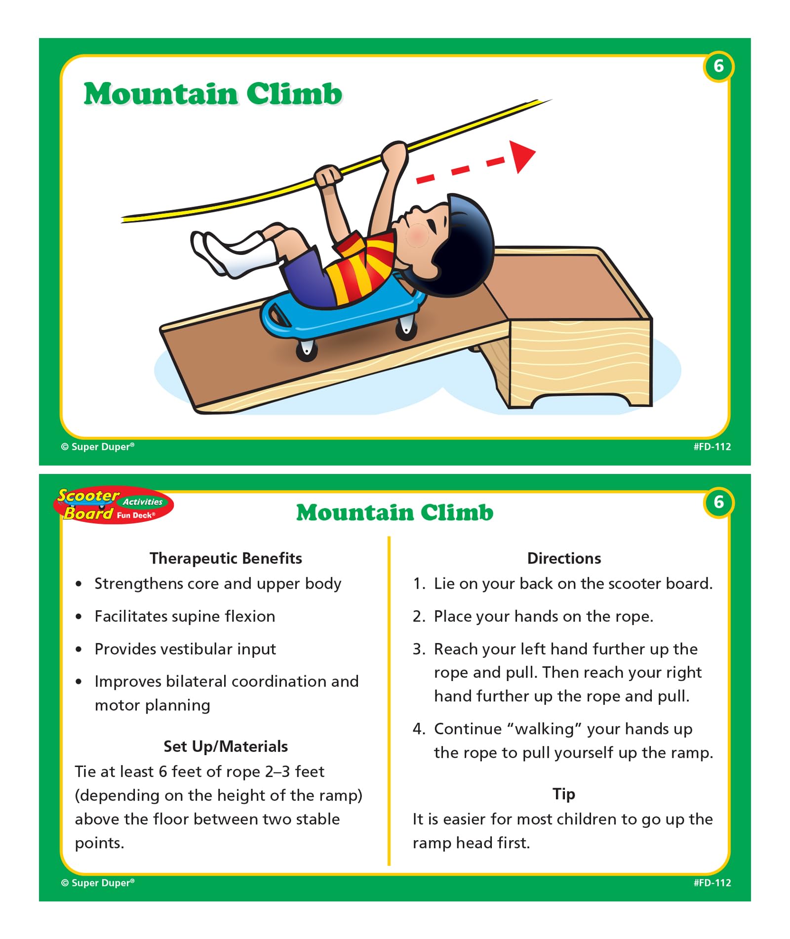 Super Duper Publications | Scooter Board Activities Fun Deck | Occupational Therapy Flash Cards | Educational Learning Materials for Children