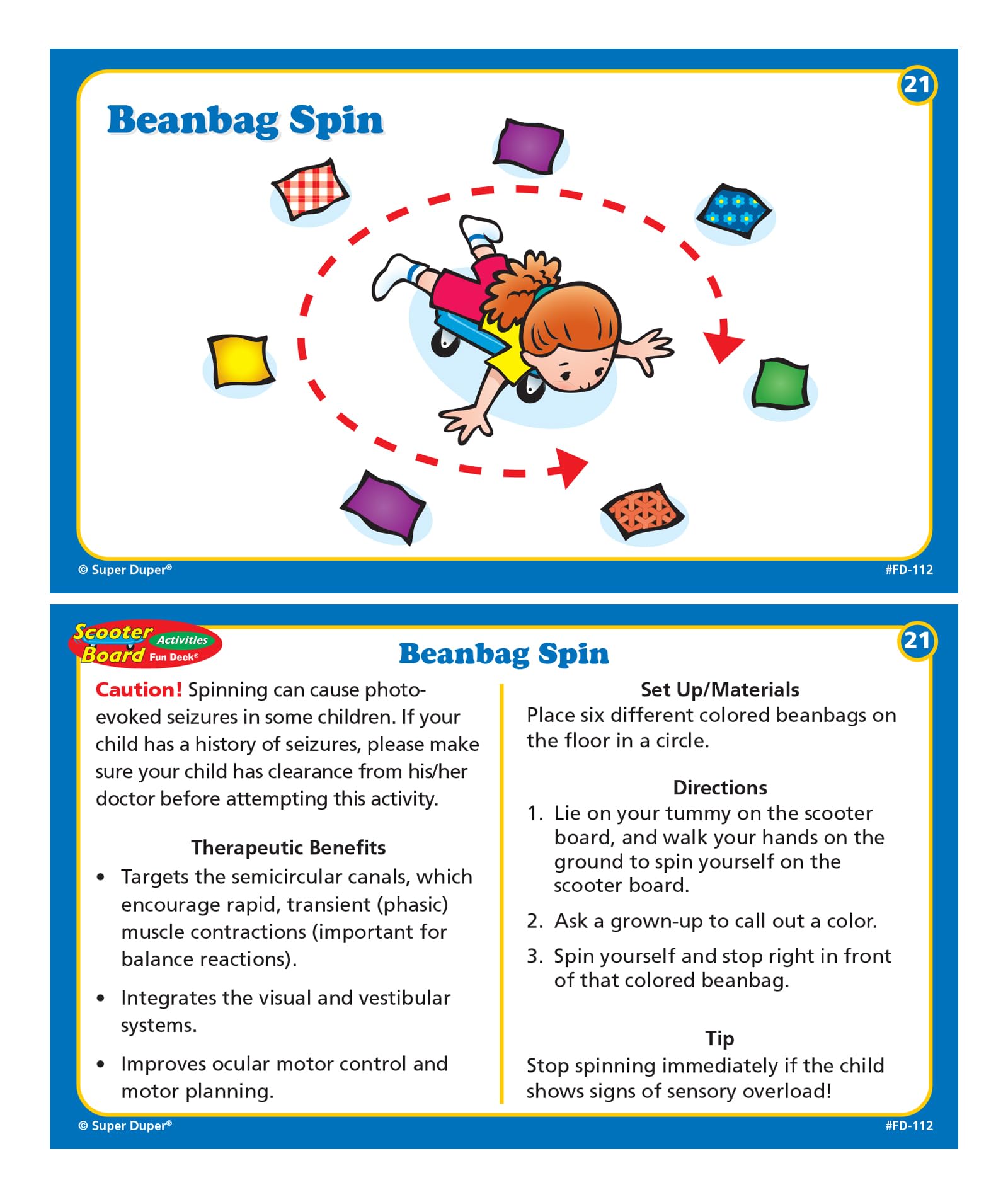 Super Duper Publications | Scooter Board Activities Fun Deck | Occupational Therapy Flash Cards | Educational Learning Materials for Children