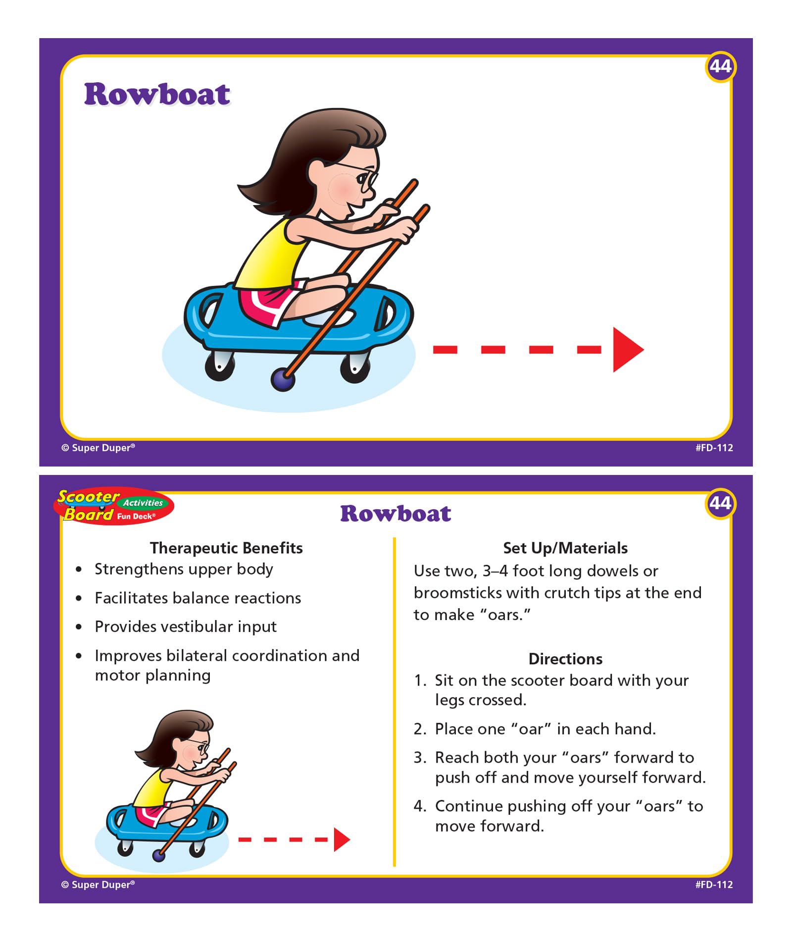 Super Duper Publications | Scooter Board Activities Fun Deck | Occupational Therapy Flash Cards | Educational Learning Materials for Children
