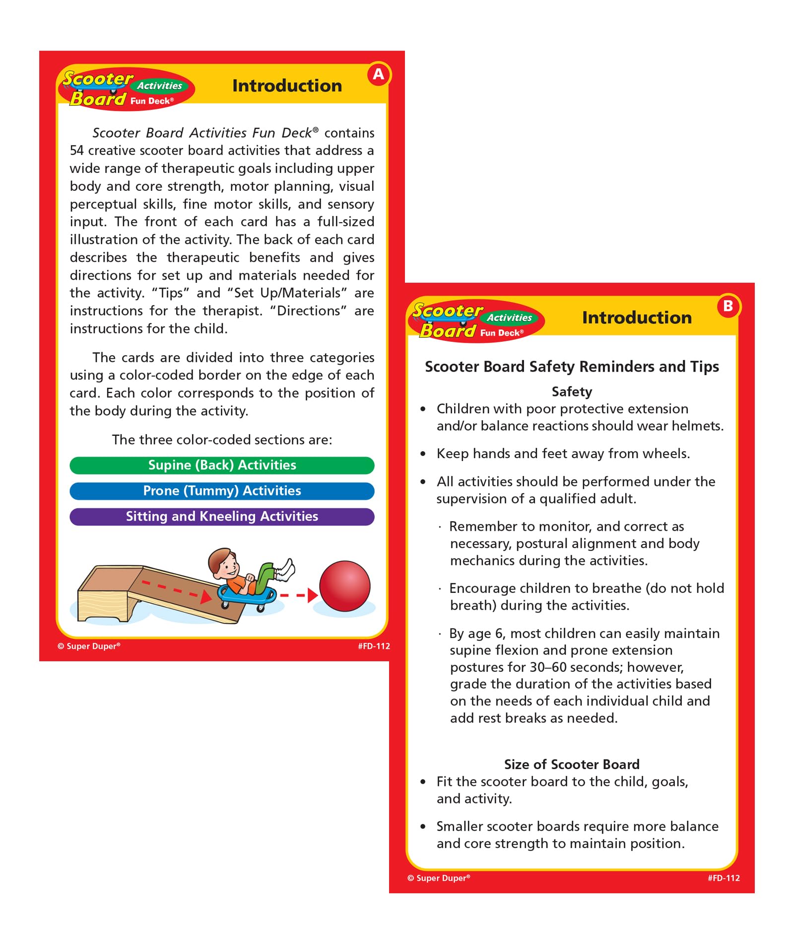 Super Duper Publications | Scooter Board Activities Fun Deck | Occupational Therapy Flash Cards | Educational Learning Materials for Children
