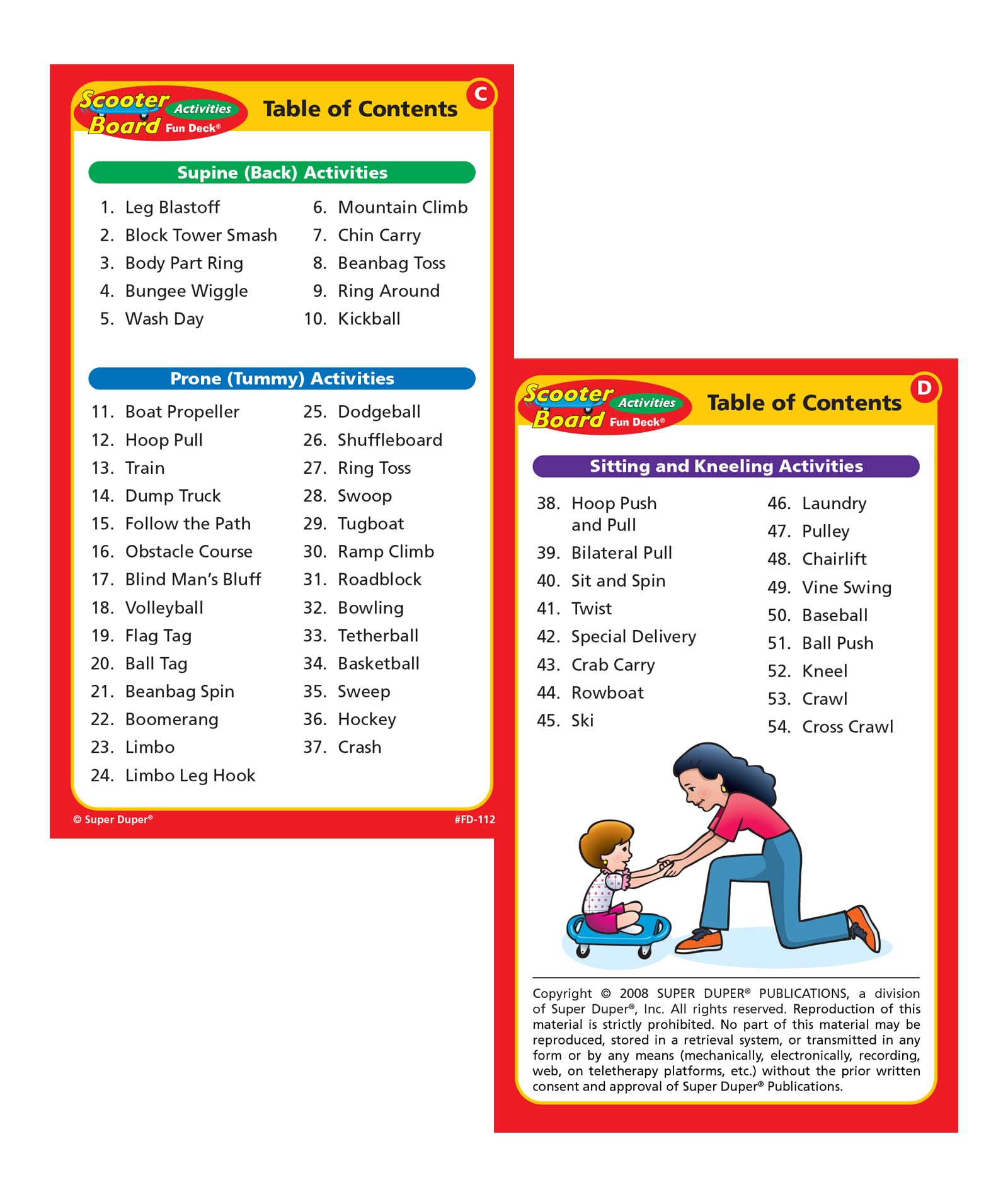 Super Duper Publications | Scooter Board Activities Fun Deck | Occupational Therapy Flash Cards | Educational Learning Materials for Children