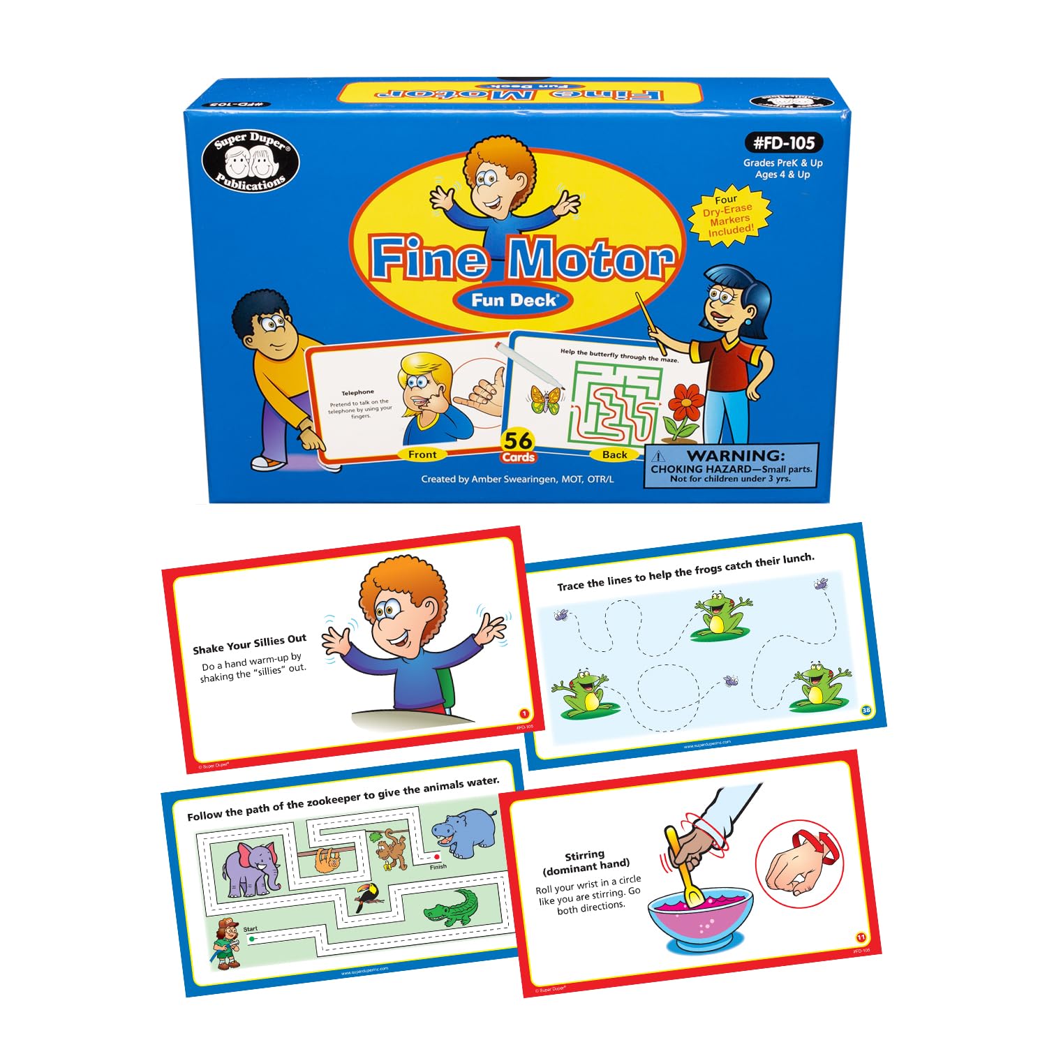 Super Duper Publications | Fine Motor Fun Deck | Hand Exercises and Prewriting Skills Flash Cards | Educational Learning Materials for Children