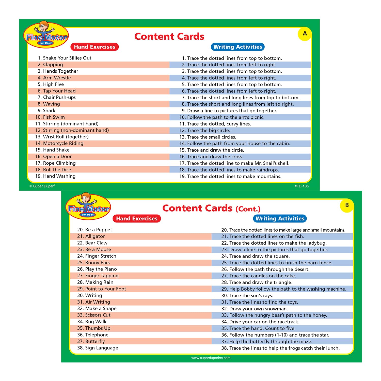 Super Duper Publications | Fine Motor Fun Deck | Hand Exercises and Prewriting Skills Flash Cards | Educational Learning Materials for Children