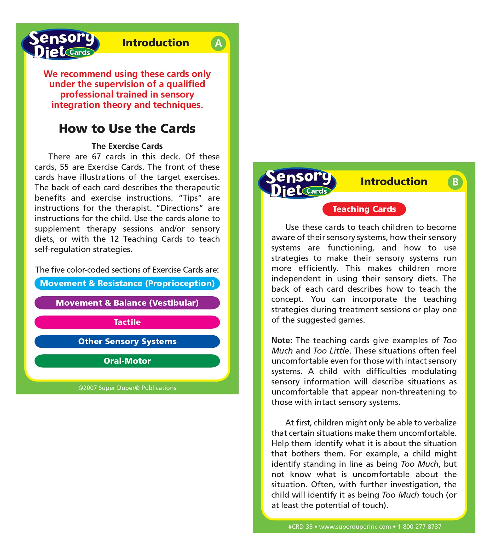 Sensory Diet Behavior and Body Awareness Flash Card Deck - Super Duper Educational Learning Toy for Kids