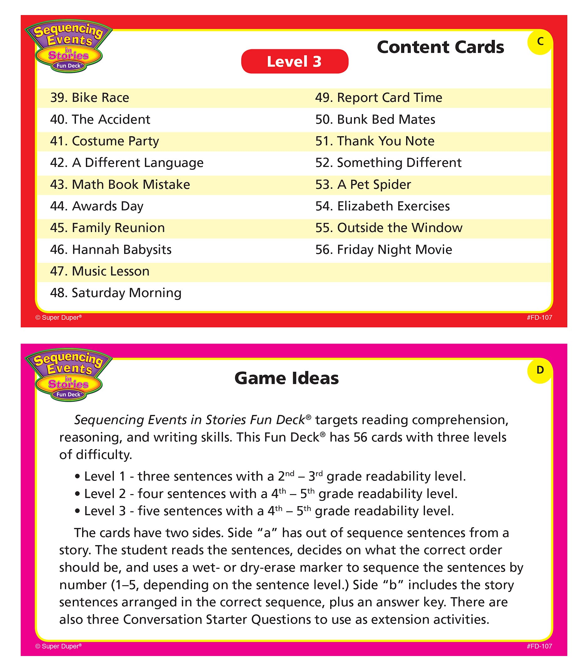Super Duper Publications | Sequencing Events in Stories Fun Deck Flash Cards | Educational Learning Resource for Children