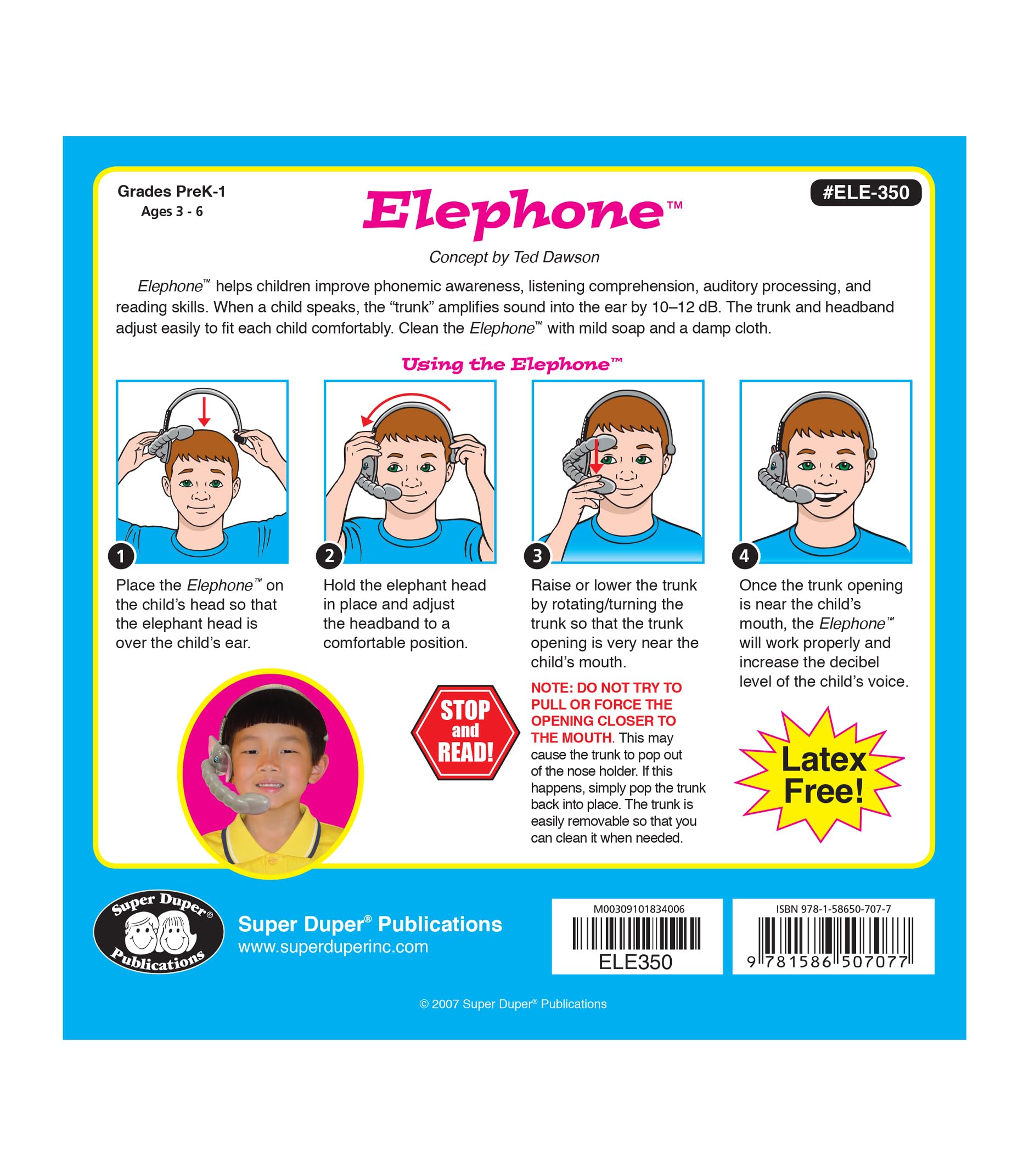Super Duper Publications | Elephone Sound Amplification Headset | Educational Auditory Learning for Children