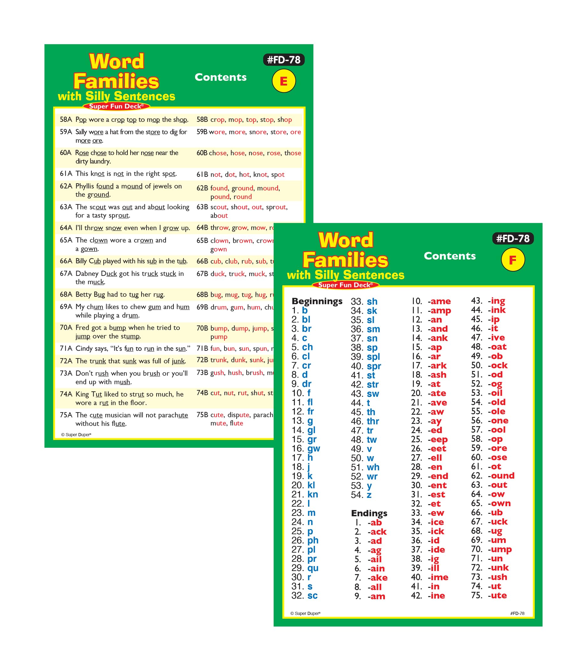 Super Duper Publications | Word Families with Silly Sentences Fun Deck Flash Cards | Educational Learning Resource for Children
