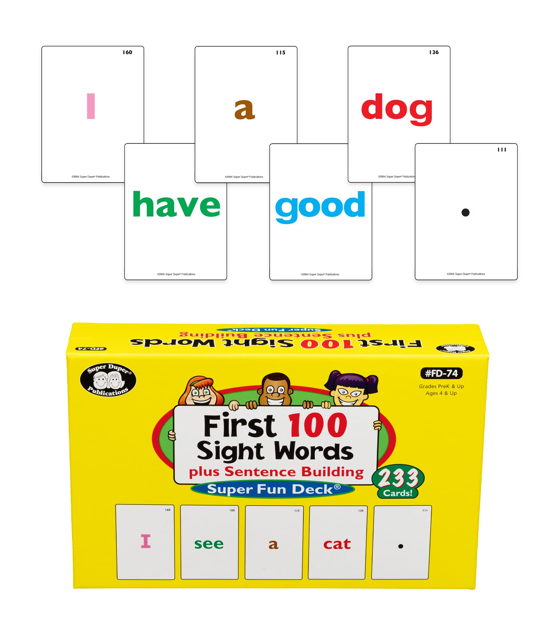 Super Duper Publications | First 100 Sight Words Plus Sentence Building Fun Deck Flash Cards | Educational Learning Resource for Children