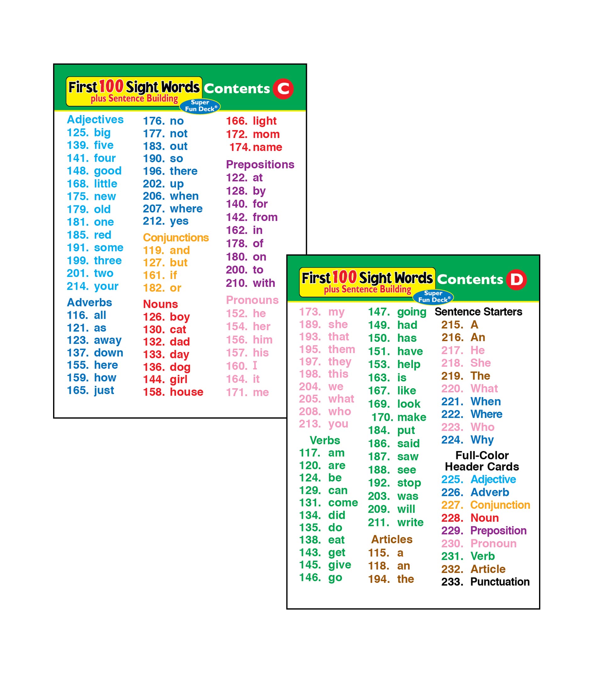 Super Duper Publications | First 100 Sight Words Plus Sentence Building Fun Deck Flash Cards | Educational Learning Resource for Children