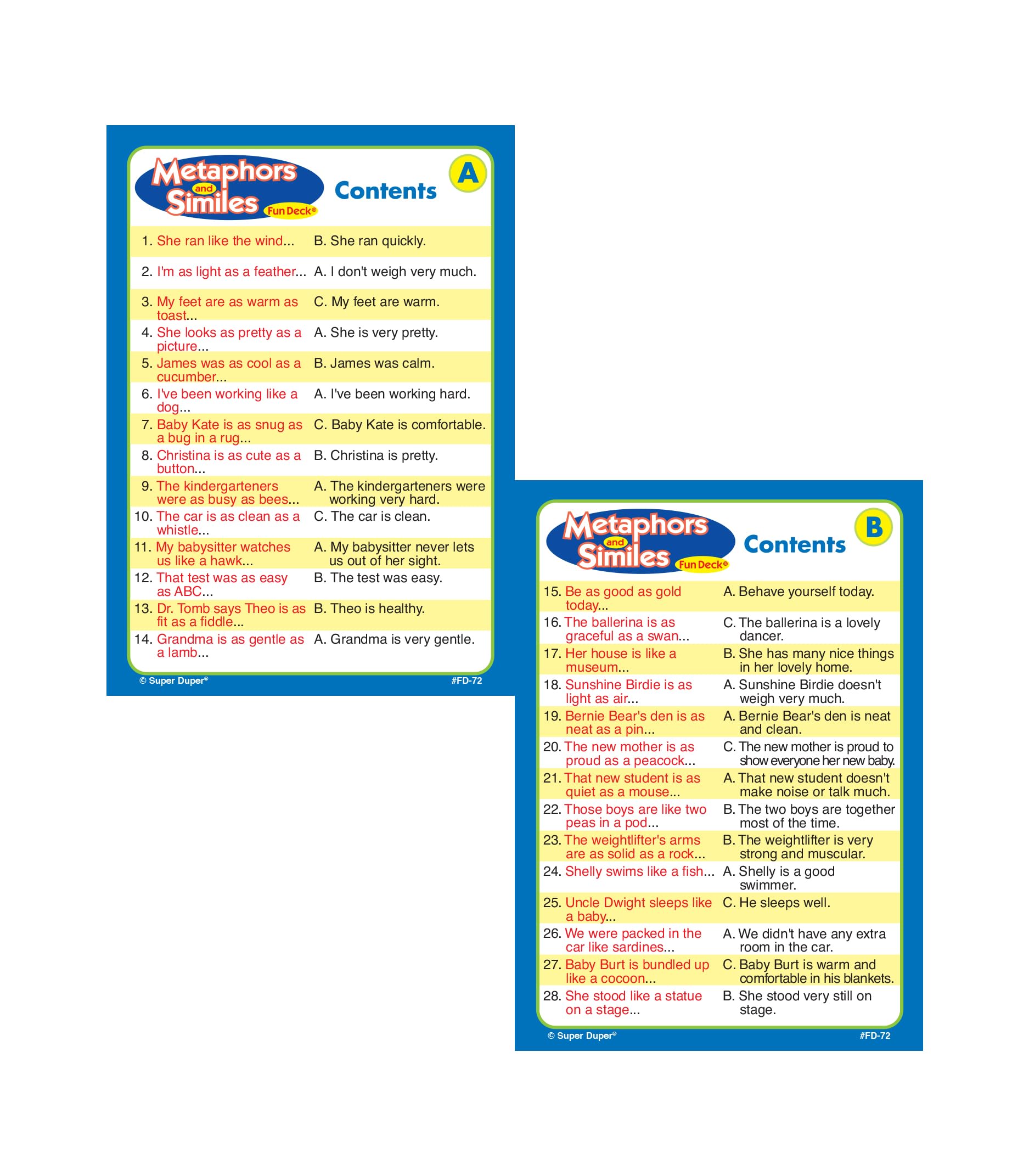 Super Duper Publications | Metaphors & Similes Fun Deck | Figurative Language Skills Flash Cards | Educational Learning Materials for Children…