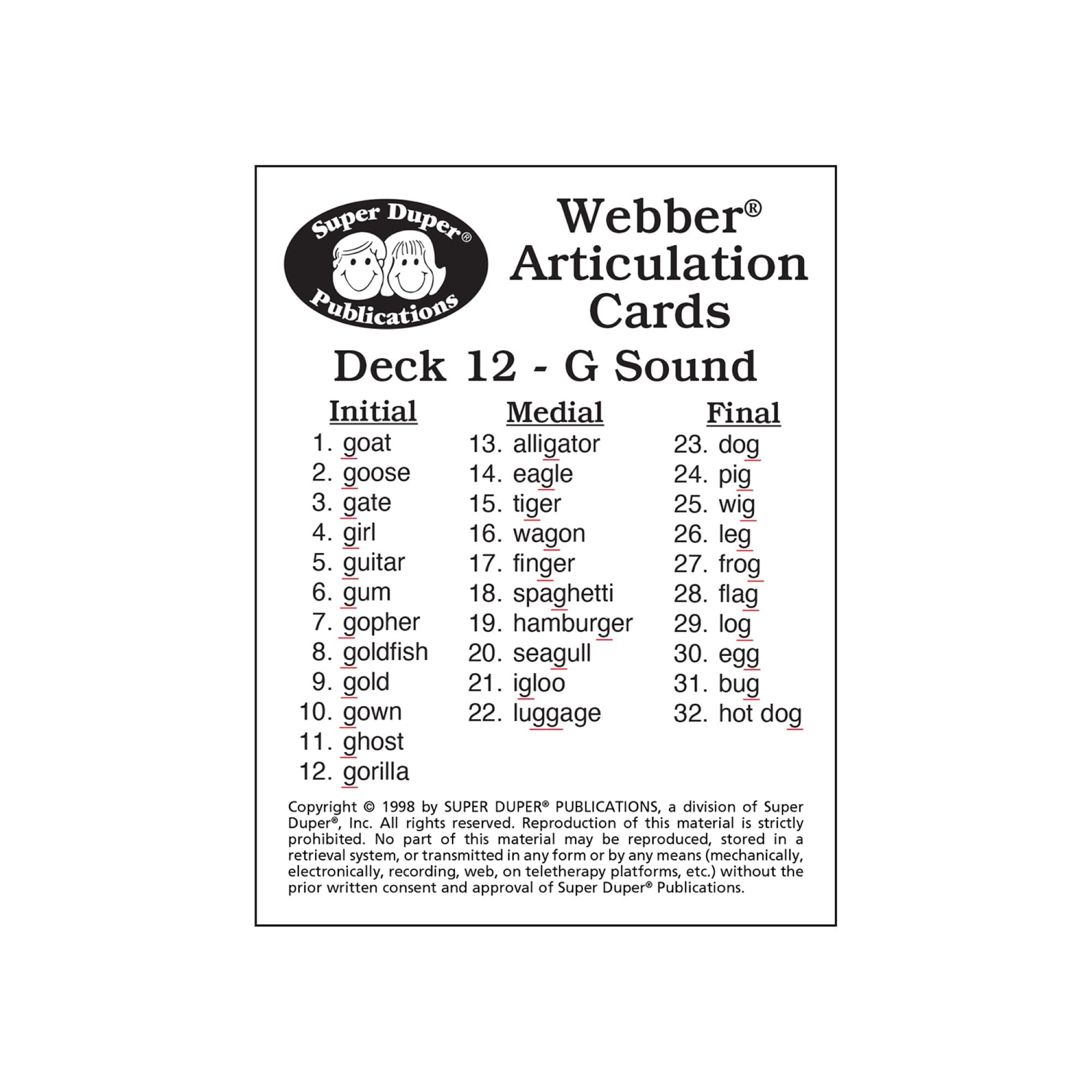 Super Duper Publications | Articulation G Sound Fun Deck | Vocabulary and Language Development Flash Cards | Educational Learning Materials for Children