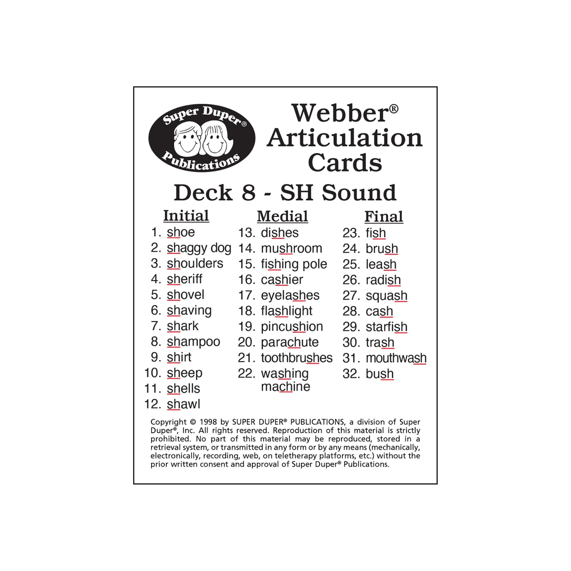 Super Duper Publications | Articulation SH Sound Fun Deck | Vocabulary and Language Development Flash Cards | Educational Learning Materials for Children