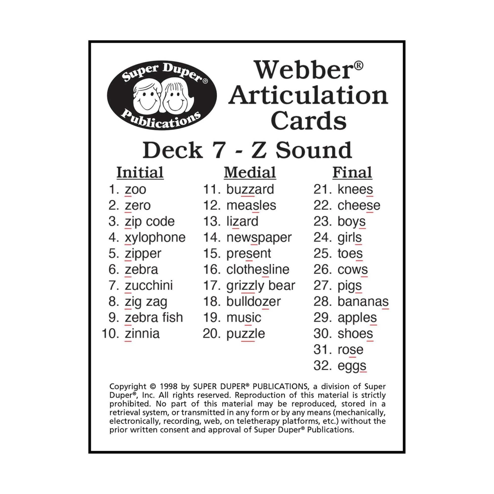 Super Duper Publications | Articulation Z Sound Fun Deck | Vocabulary and Language Development Flash Cards | Educational Learning Materials for Children